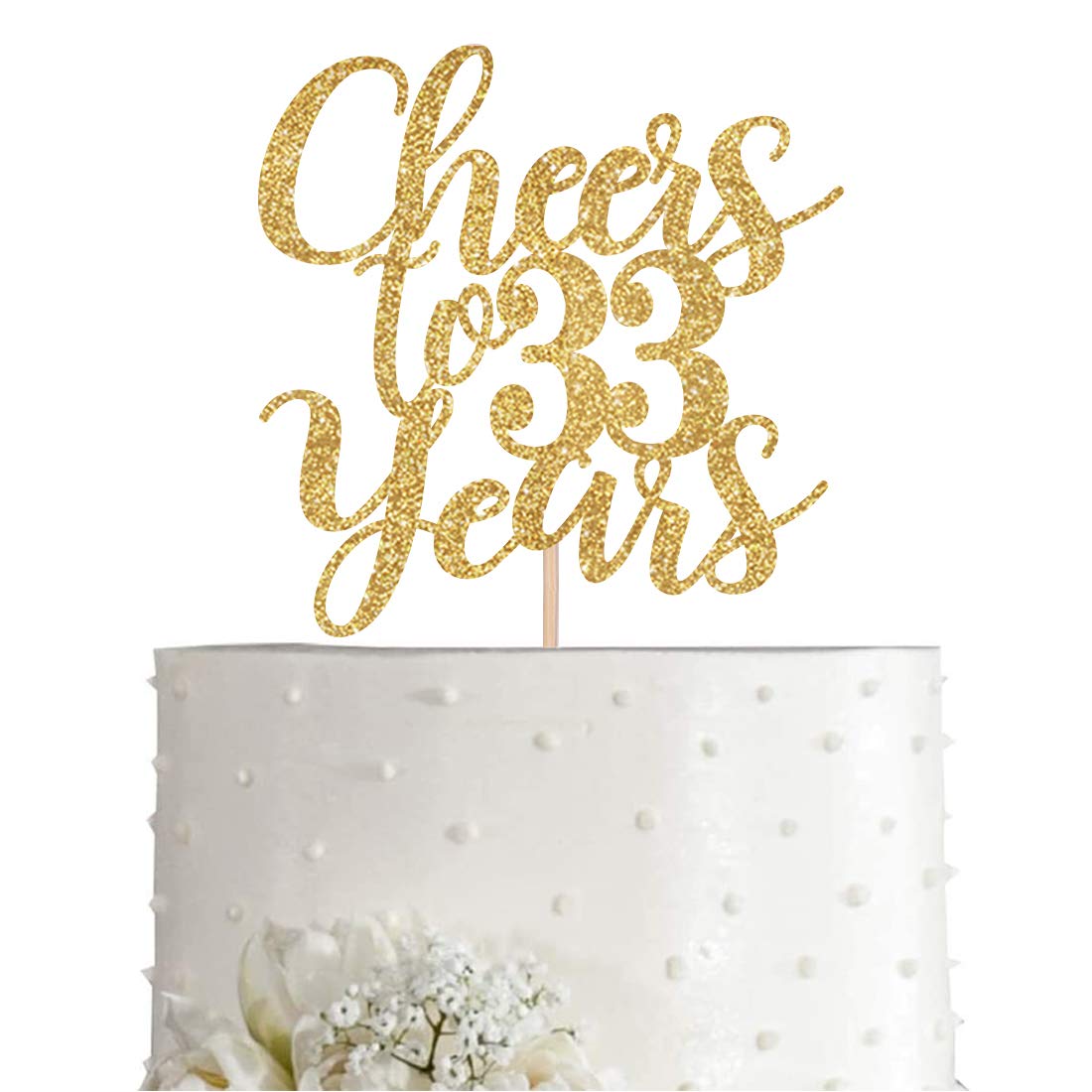 Gold Glitter Cheers To 33 Years Cake Topper Gold Happy | Desertcart KUWAIT