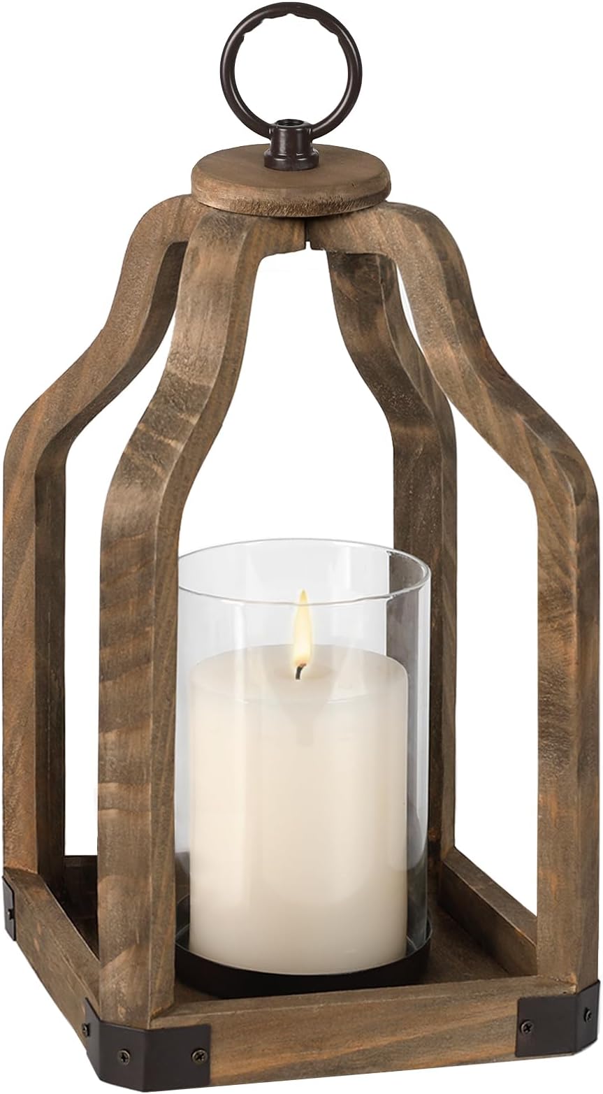 Amazon.com: SwallowLiving 13" Rustic Farmhouse Wood Candle Hurricane ...