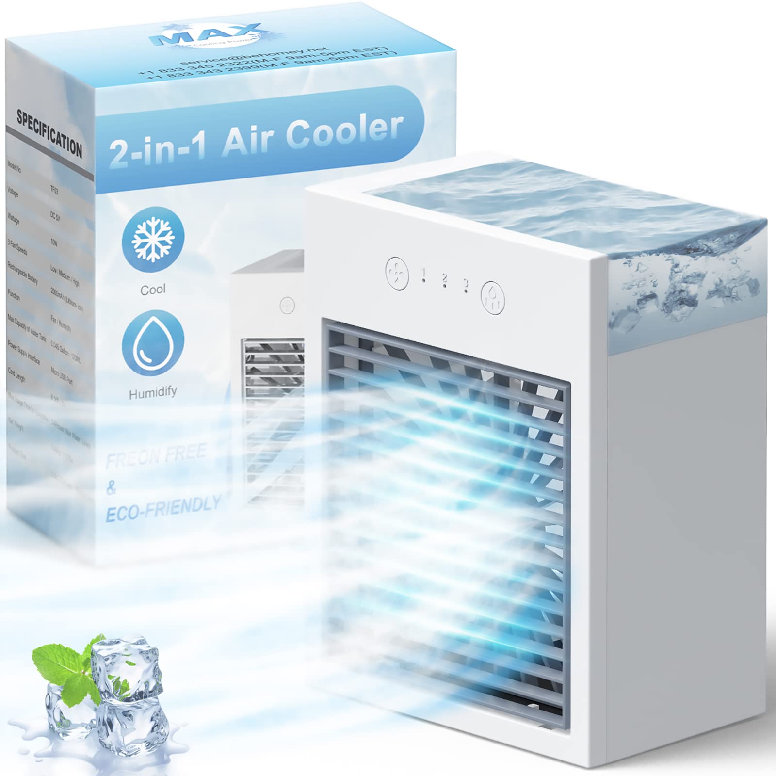 Buy Mini Air Conditioner, BALKO Evaporative Air Cooler, 2000mAh Battery ...
