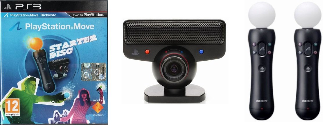 PS3 Move Starter - 2 Controllers - eye camera blu-ray disc Starter Disc ...
