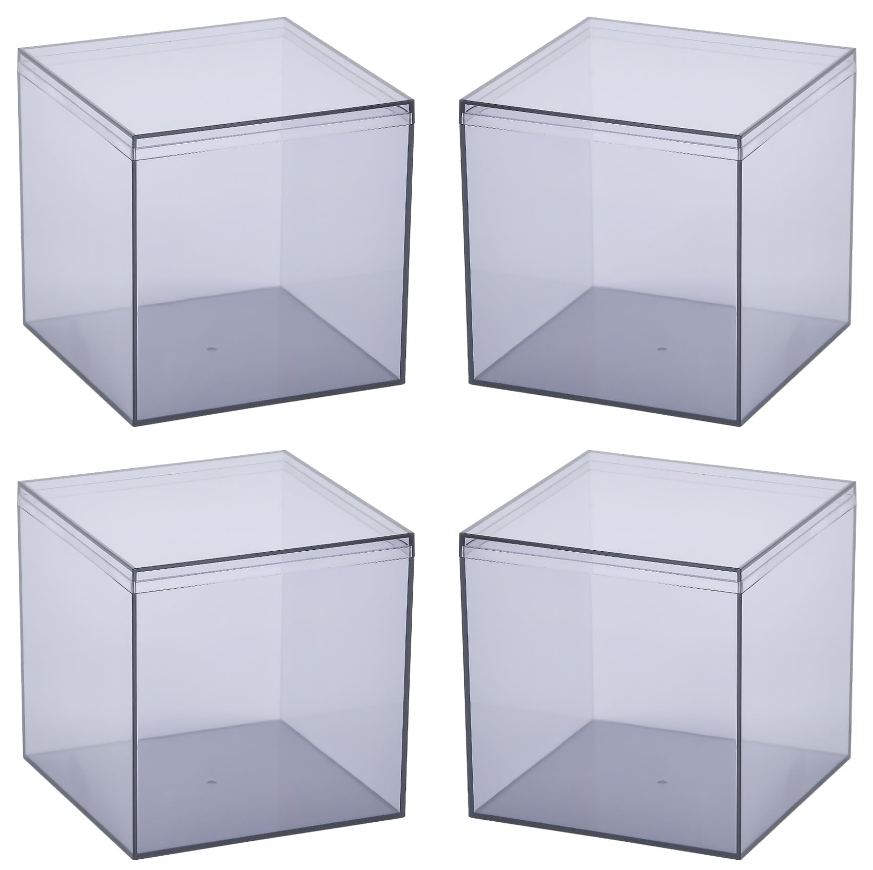 Amazon.com: Umoonfine Clear Black Square Acrylic Boxes, 4 Pack Acrylic ...