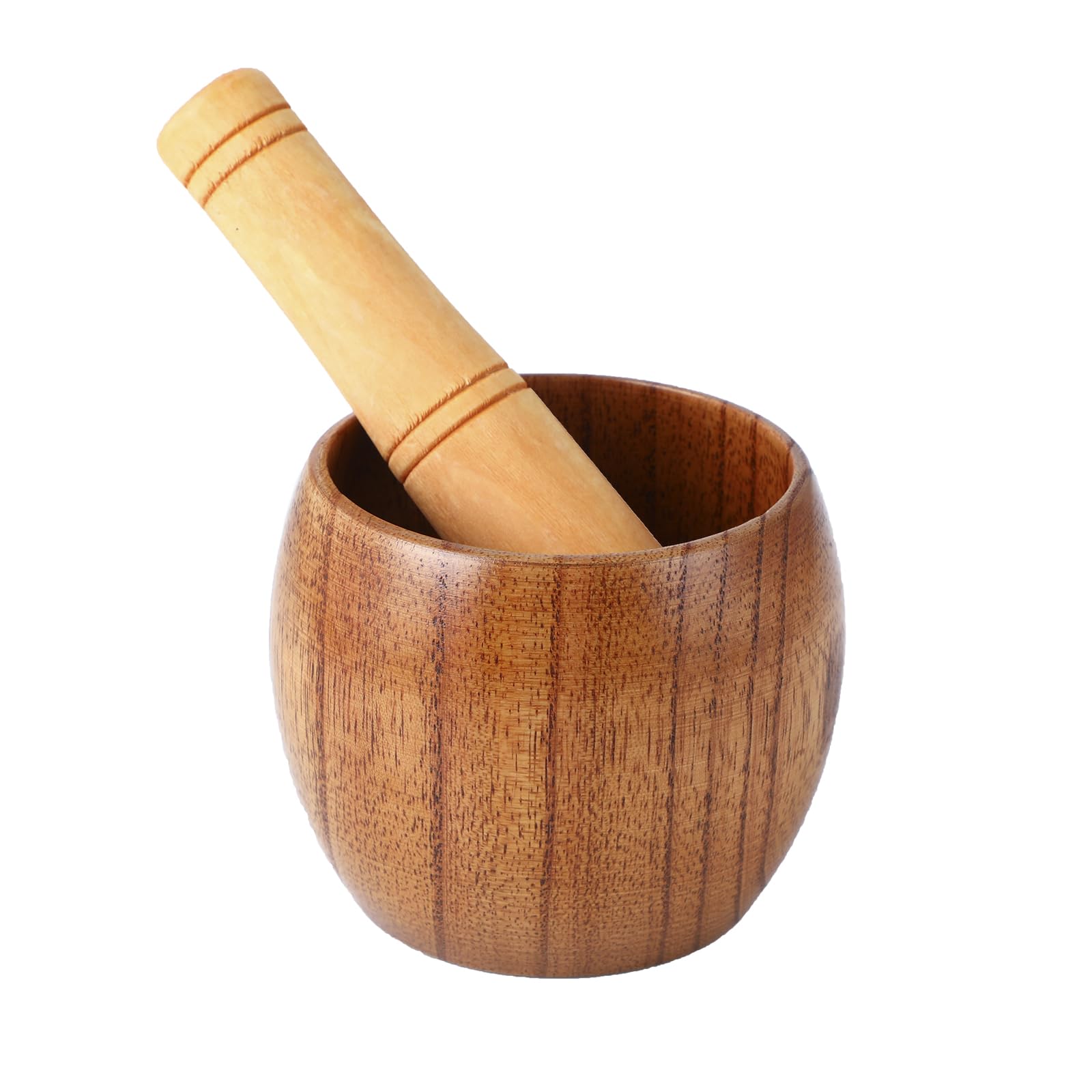 Wenrescry Jujube Wood Mortar and Pestle, Traditional Wooden Grinder for ...