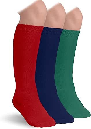 Amazon.com: Witwot 3 Pairs Girls Knee High Socks Kids School Uniform ...