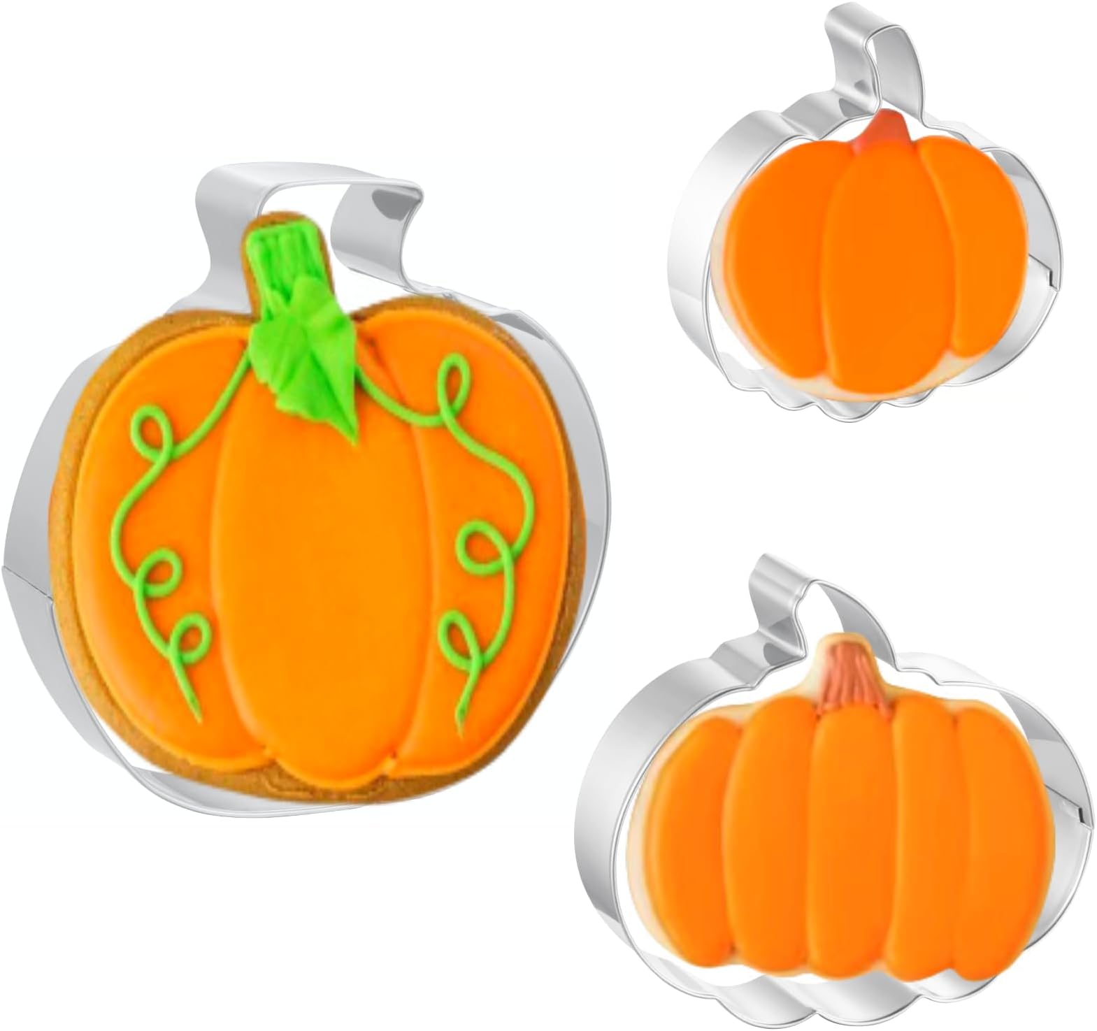Amazon.com: 3PCS Thankgiving Pumpkin Cookie Cutters Set, 3.4" 3.3" 2.85 ...