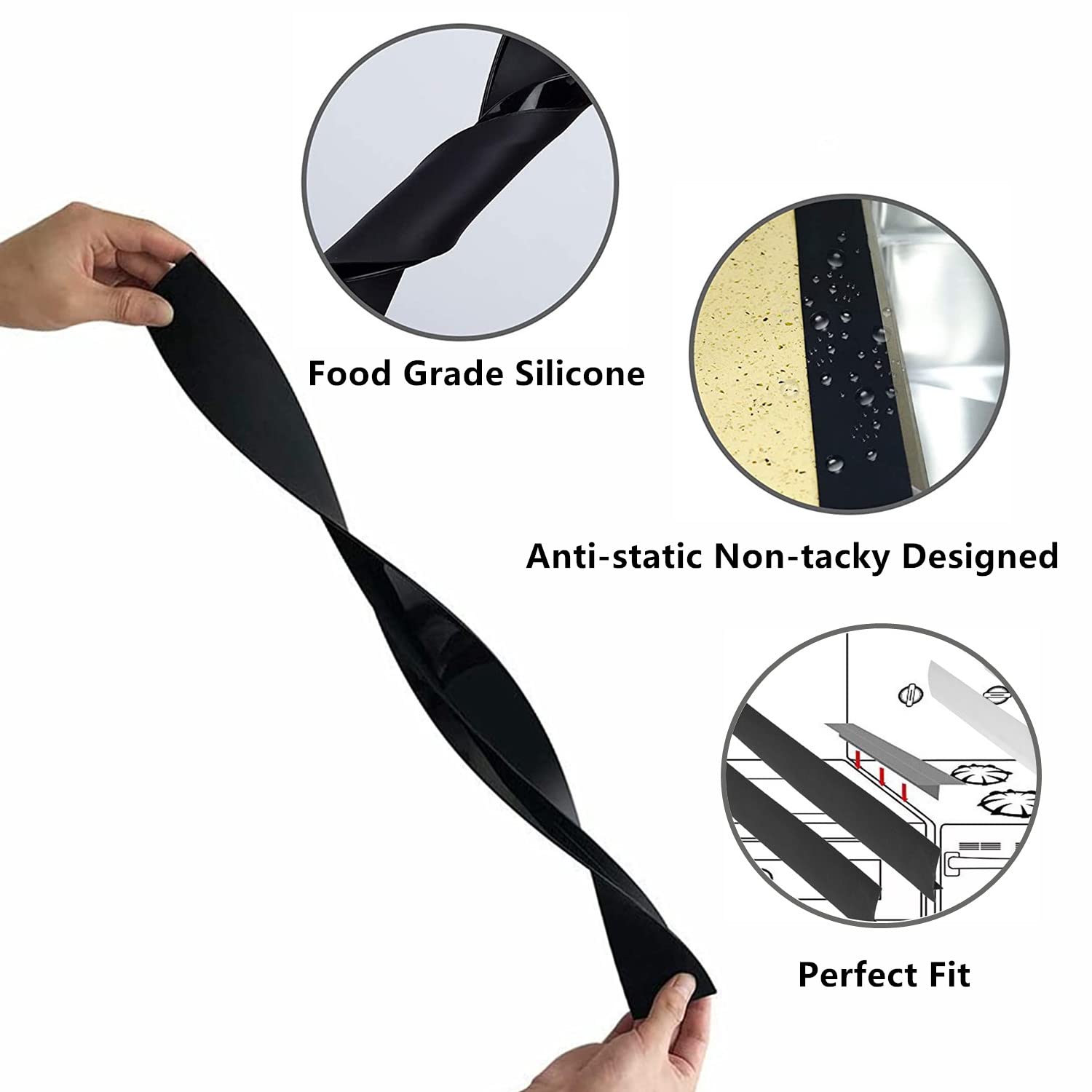 Snapklik.com : 2 Pack Silicone Stove Gap Cover, 30" Kitchen Counter Gap ...