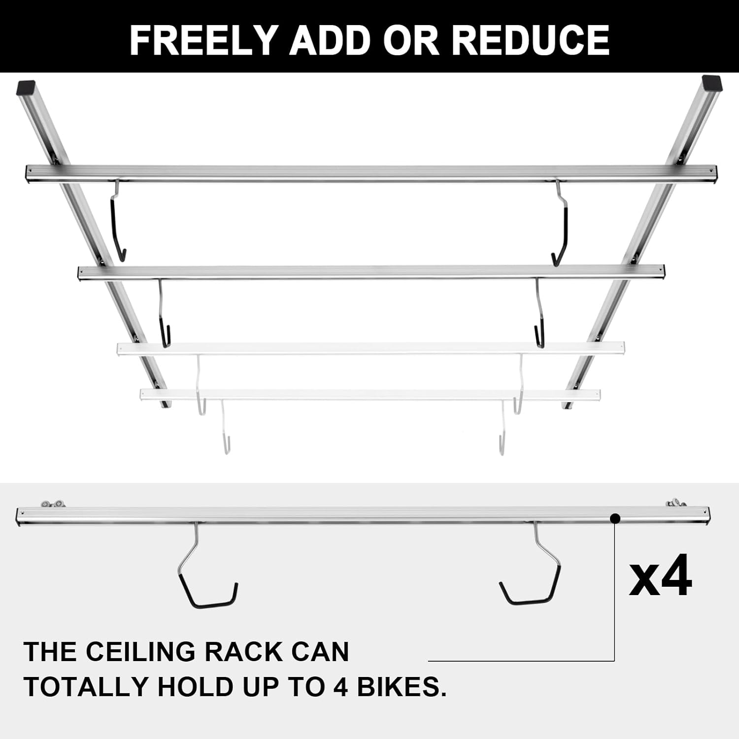 KodMtiz Ceiling Bike Storage Rack, Heavy-Duty Stainless Steel Bicycle ...