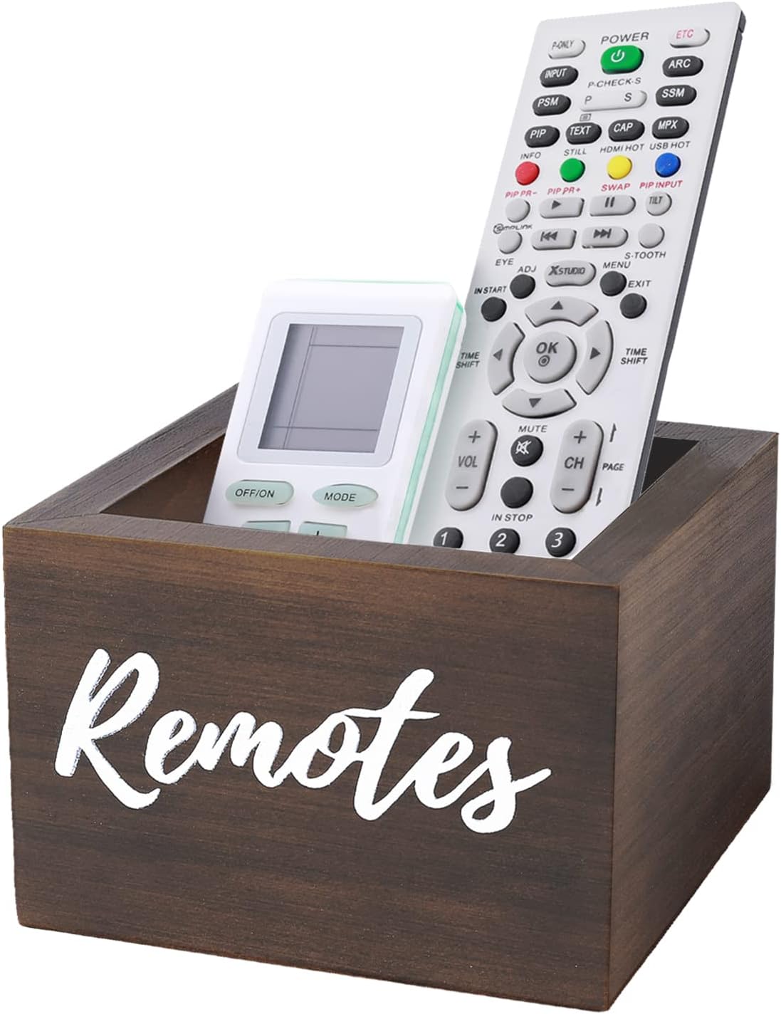 Amazon.com: MyGift Solid Whitewashed Wood Remote Control Holder Caddy ...