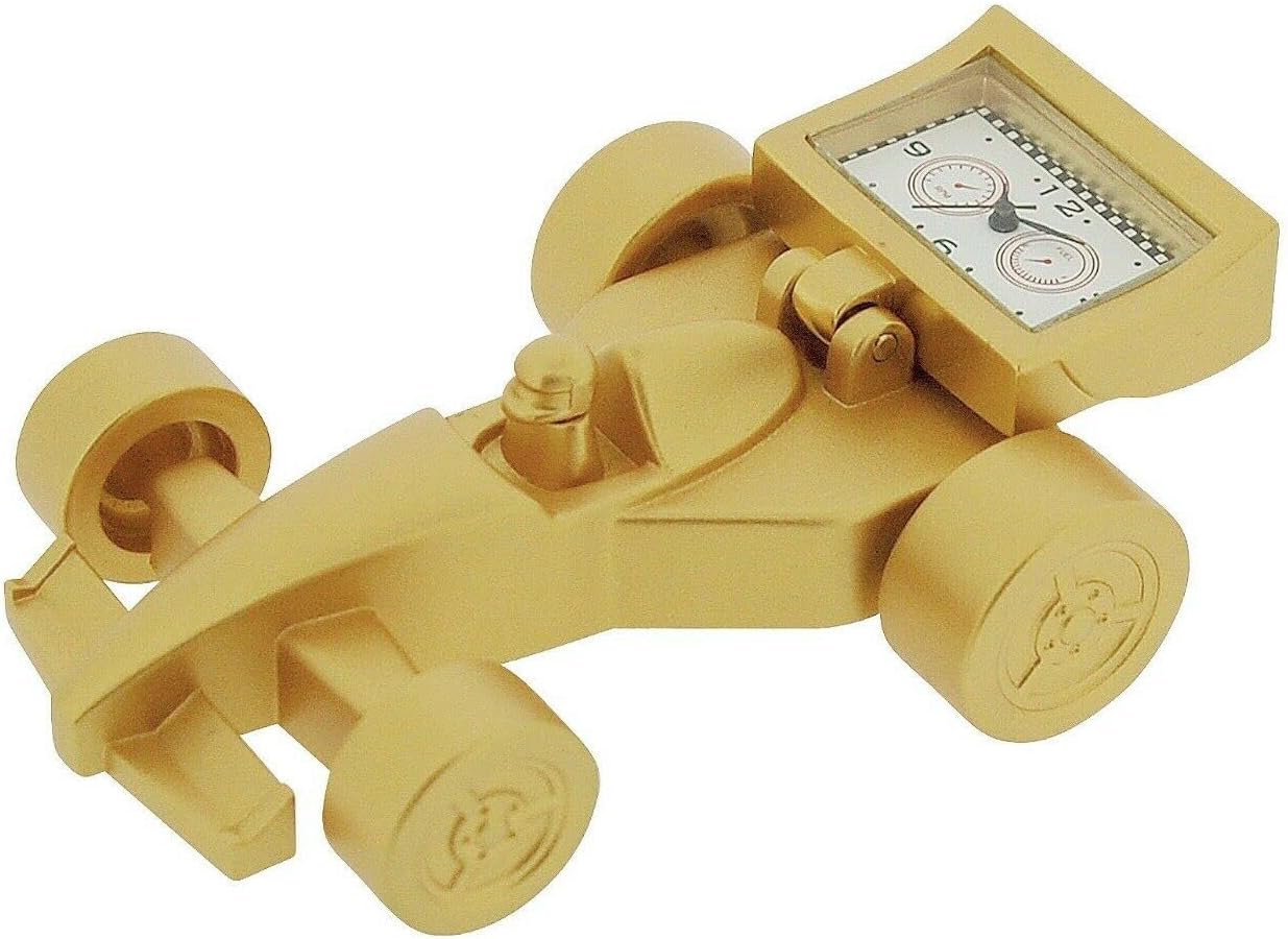 Racing Car Miniature Clock Gold Coloured Alloy F1 Style – BigaMart