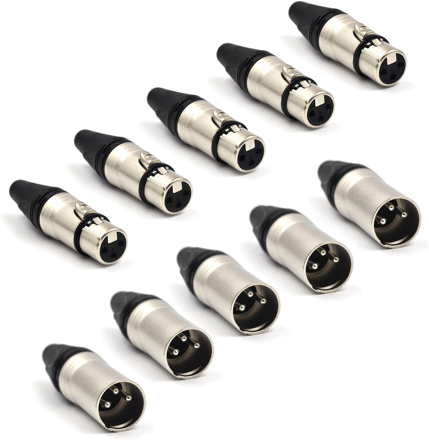 Kadence - 3 Pin XLR Solder Type Connector, 5 Male and 5 Female Plug ...
