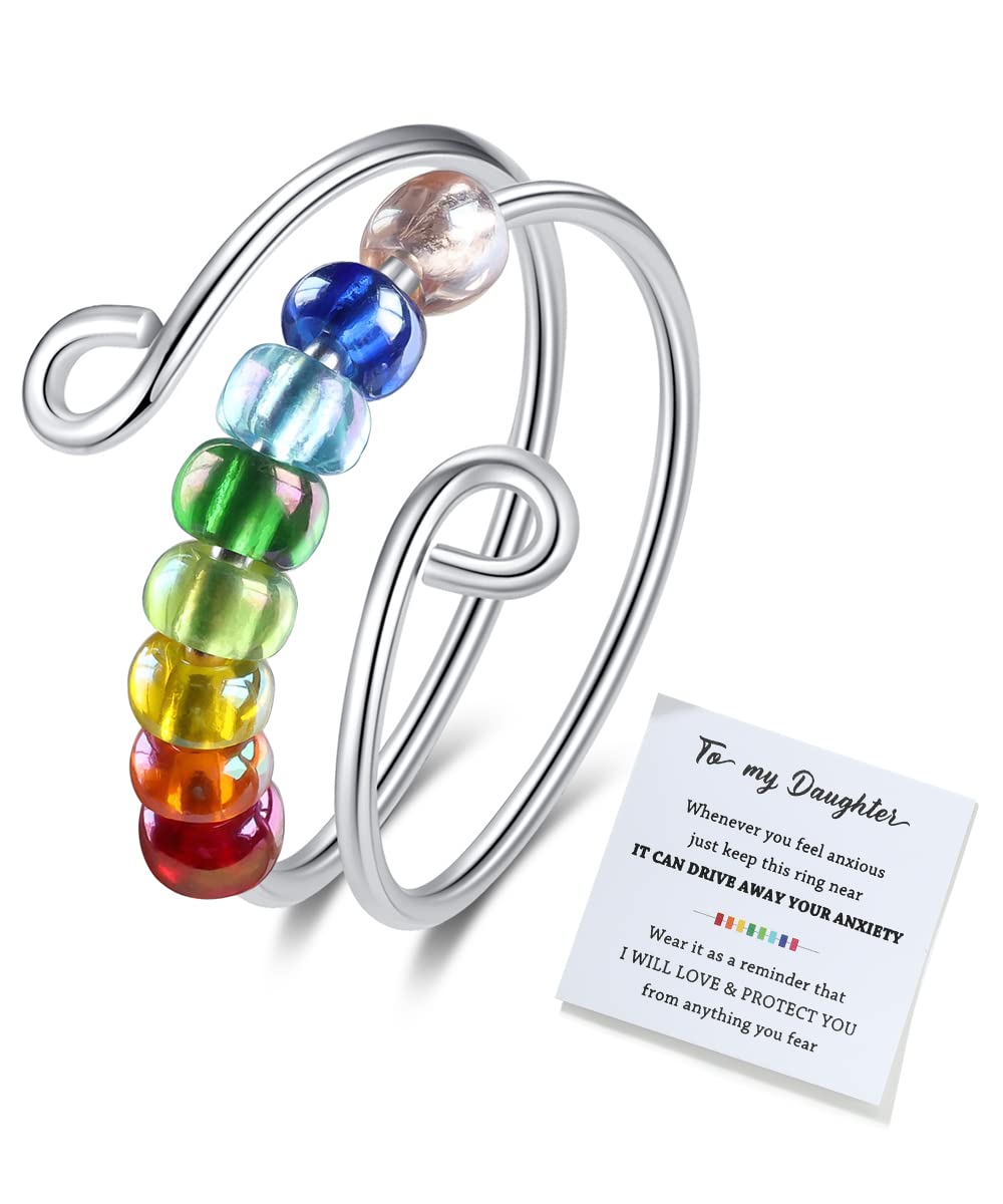 Amazon.com: Usoway To My Daughter Fidget Ring for Anxiety, Fidget Rings ...