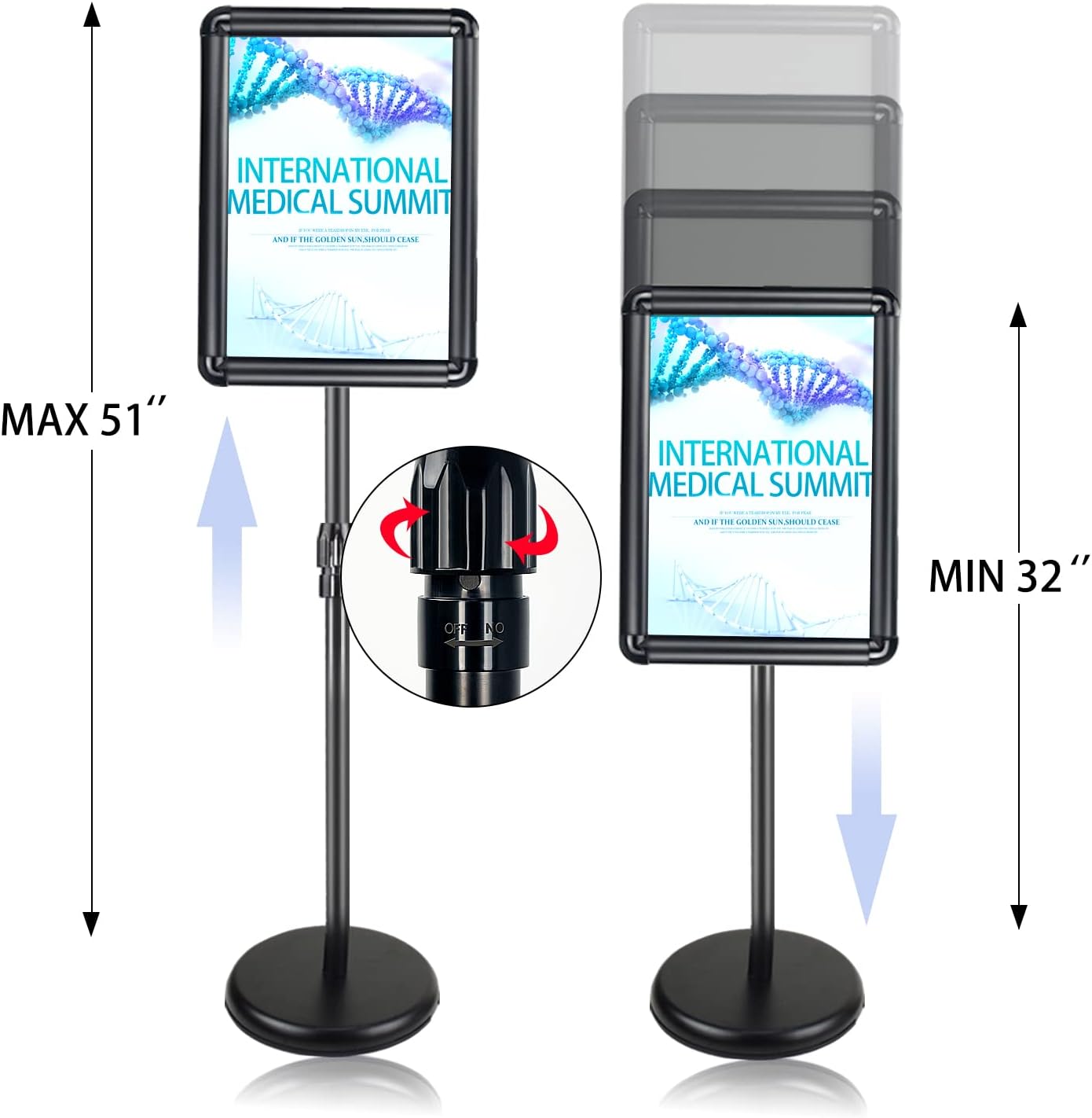 Buy 2 Pack Adjustable Heavy Duty Pedestal Sign Holder Floor Stand, Sign ...