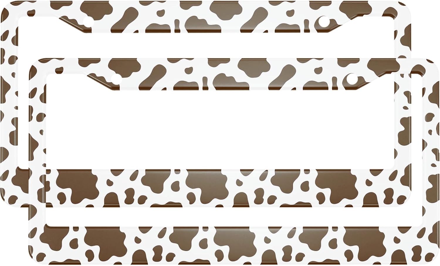 Amazon.com: HOSNYE Brown Cow Fur Print License Plate Frame 2 Pcs Metal ...