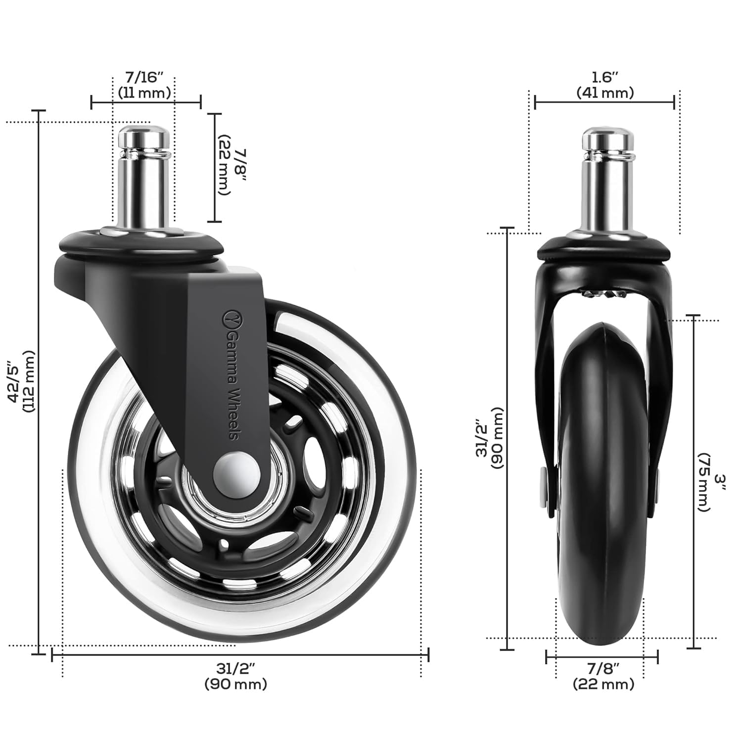 Snapklik.com : Office Chair Wheels Replacement, 3 Inch Heavy Duty ...