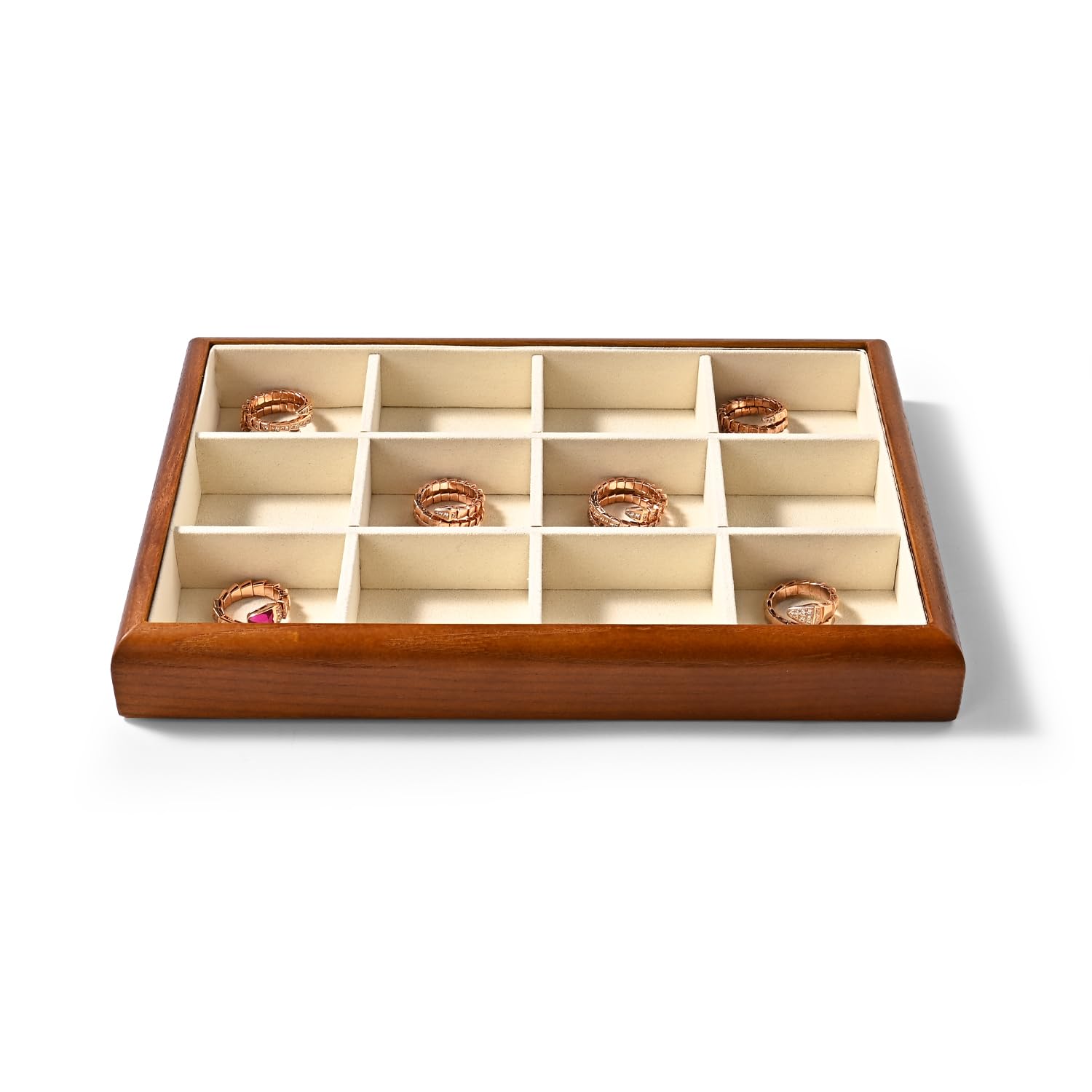 Amazon.com: Woodten Solid Wood 12 Grids Jewelry Tray Stackable Jewelry ...