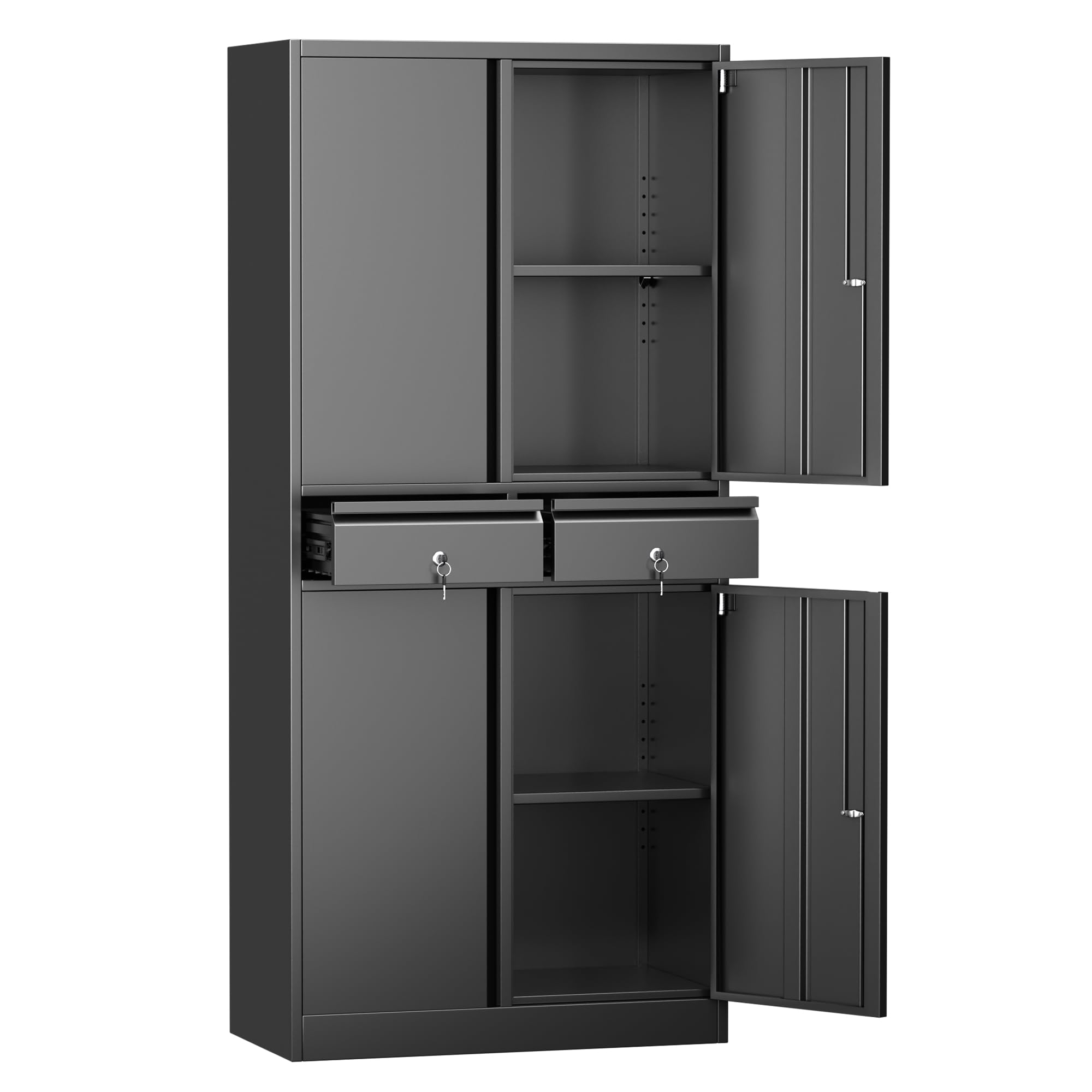 Metal Storage Cabinet, Garage Storage Cabinet with 2 Drawers and 2 ...