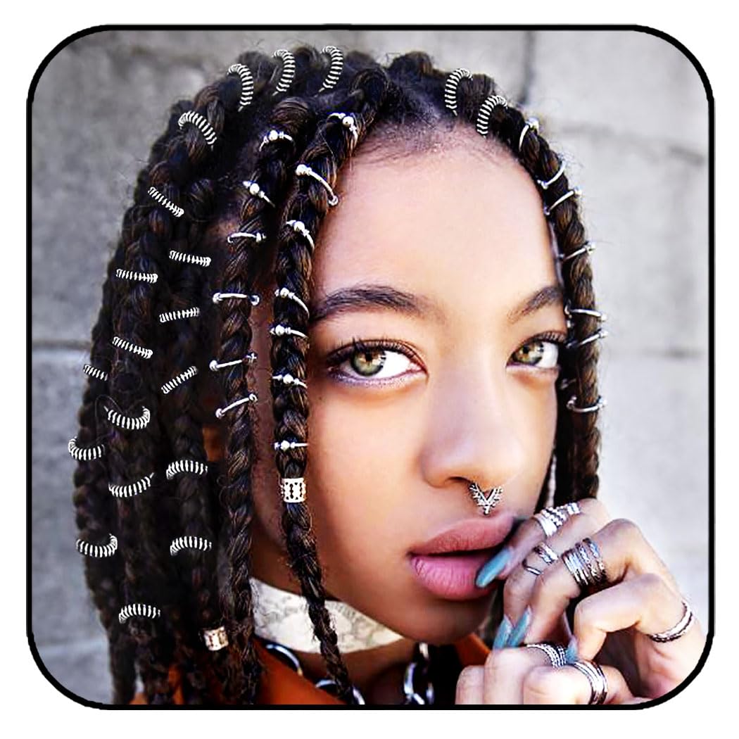 Amazon.com: Formery Cornrows Braided Accessories Silver Metal Loc Hair ...