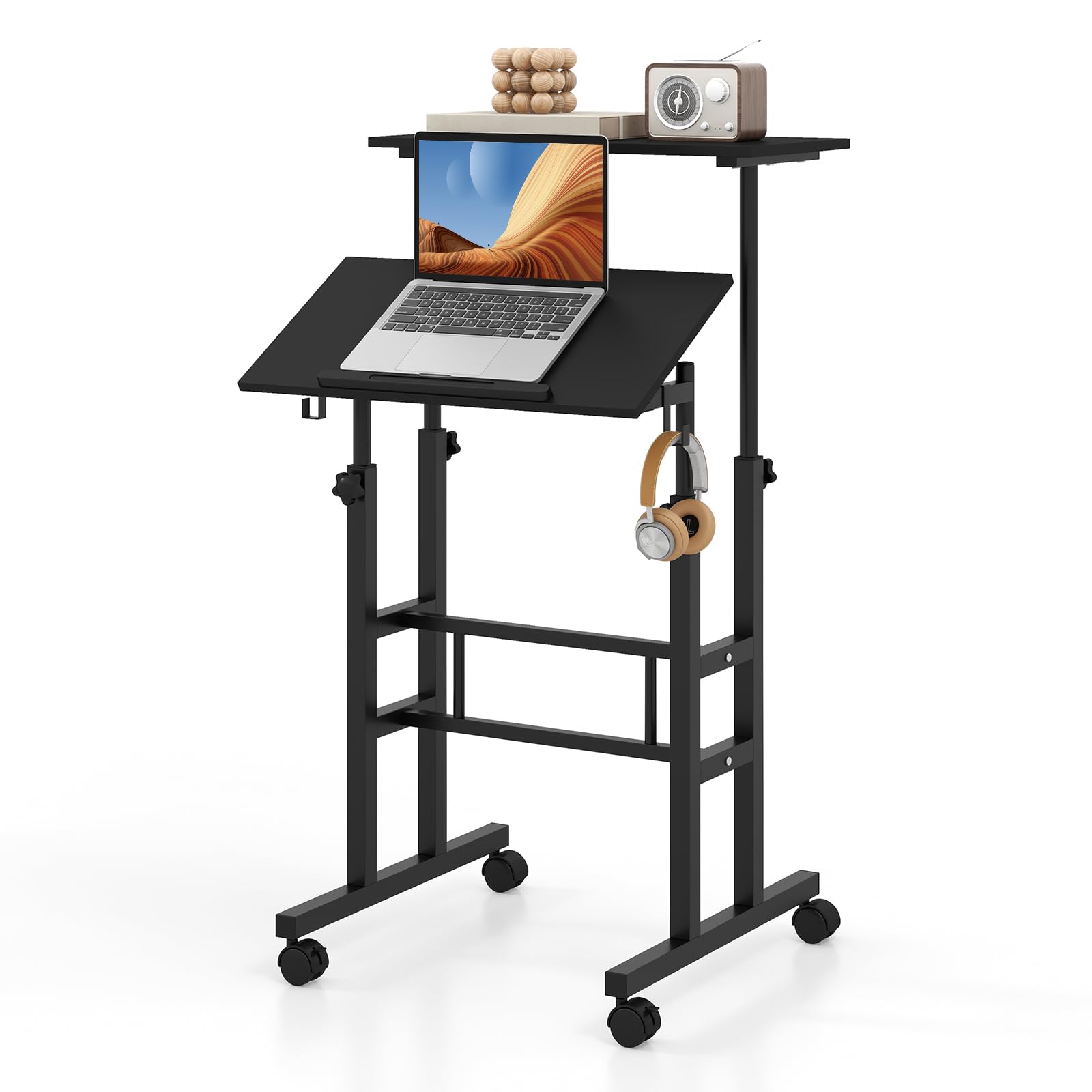 Amazon.com: Tangkula Mobile Standing Desk, Height-Adjustable Laptop ...