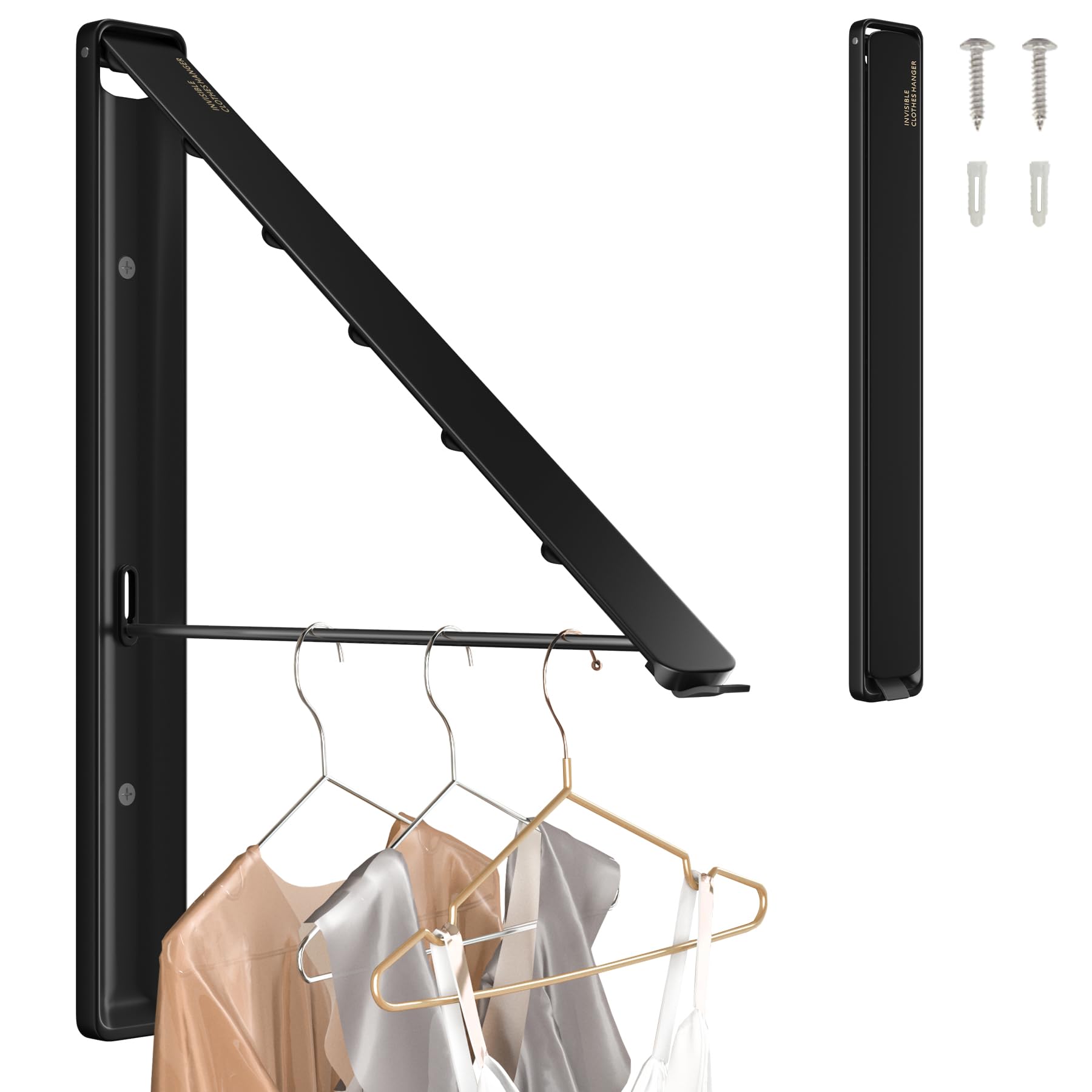 Clothes Drying Rack Wall Mounted, Retractable & Foldable Clothes Hanger ...