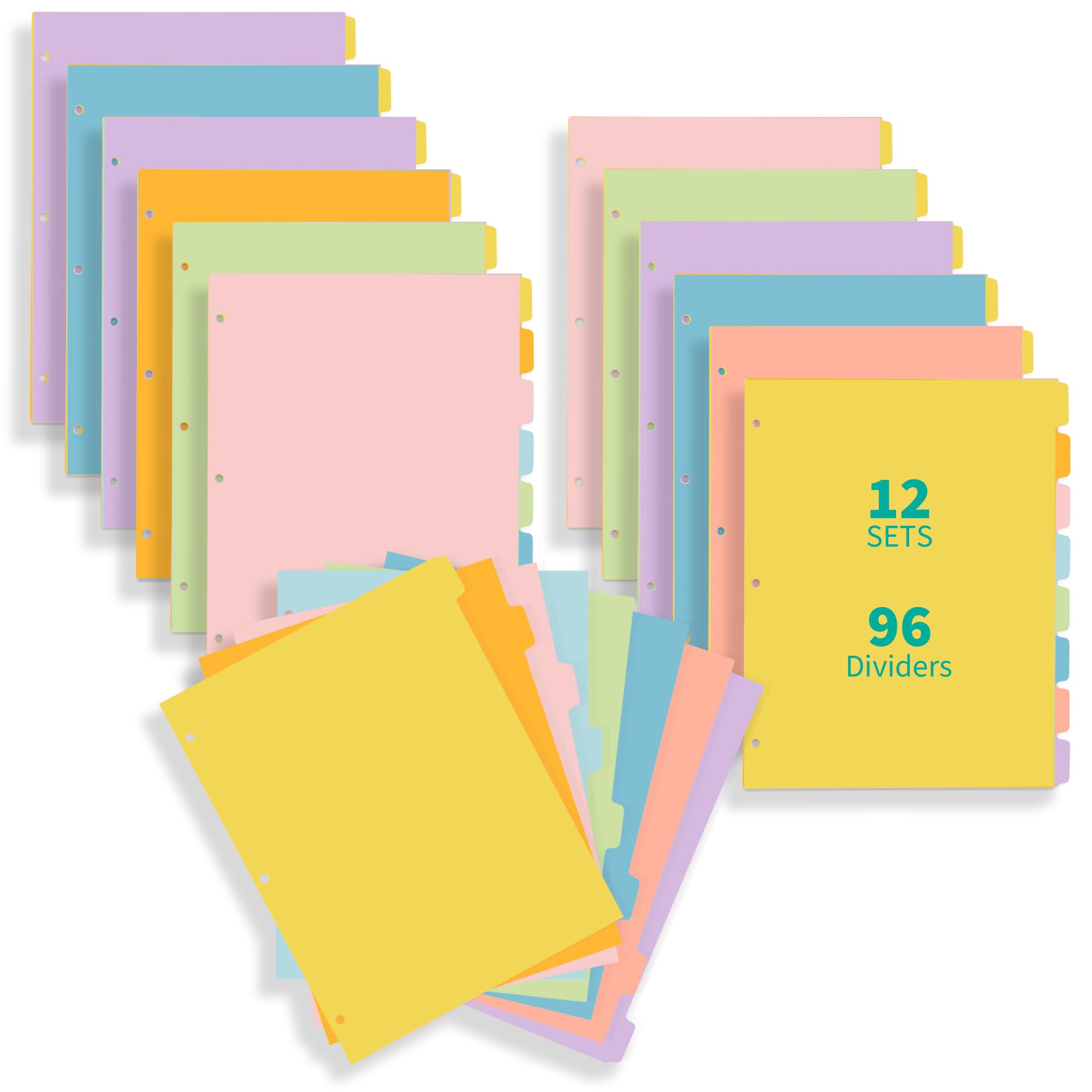 Amazon.com : Binditek 96 Pack 8-Tab Binder Dividers for 3 Ring Binders ...