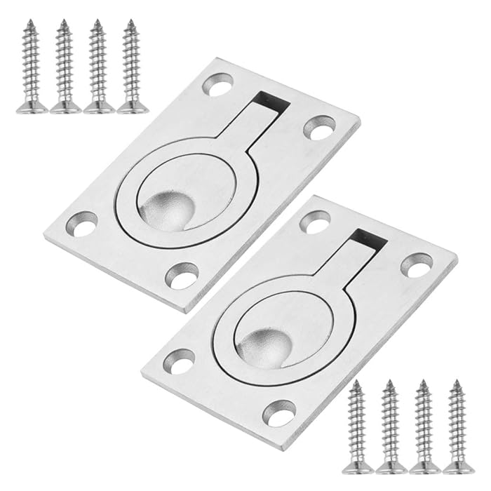 Buy 2 Pack Square Flush Pull Ring Handles, Recessed Boat Hatch Latch ...