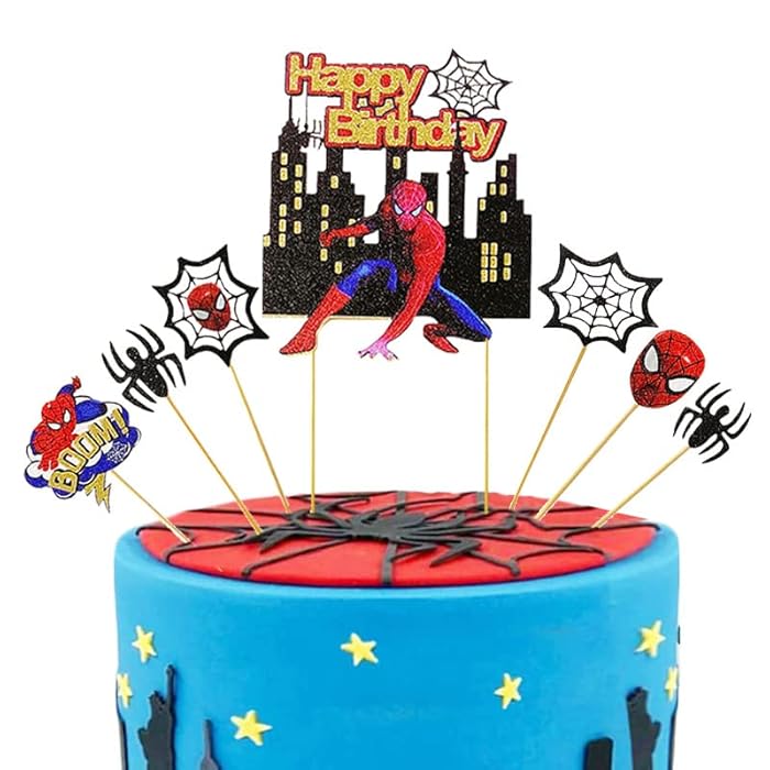 Buy Spider-man Cake Topper, Spider-man Happy Birthday Cake Topper ...