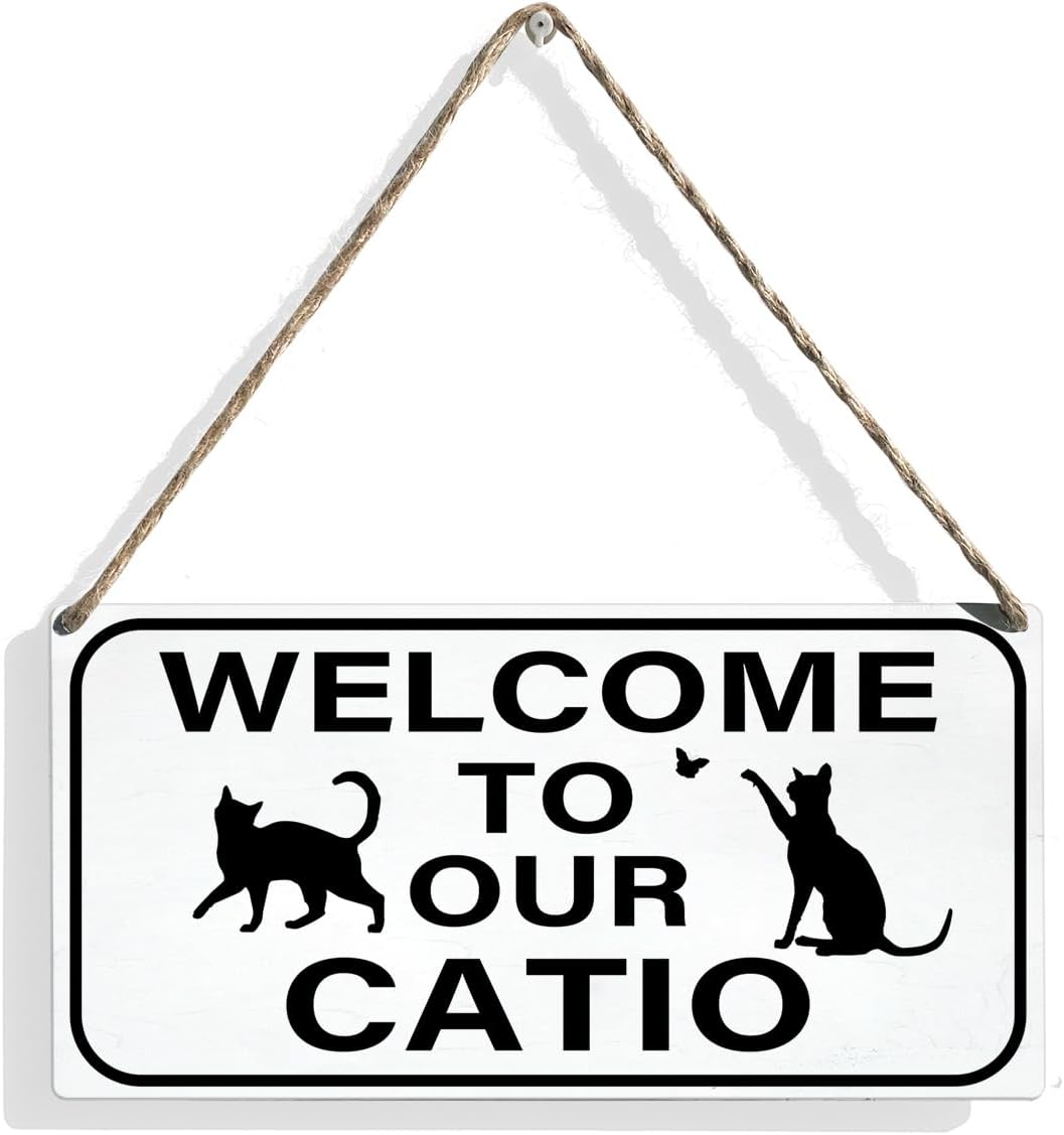 Amazon.com: Welcome to the Catio the Purrfect Place to Be Wood Sign Cat ...