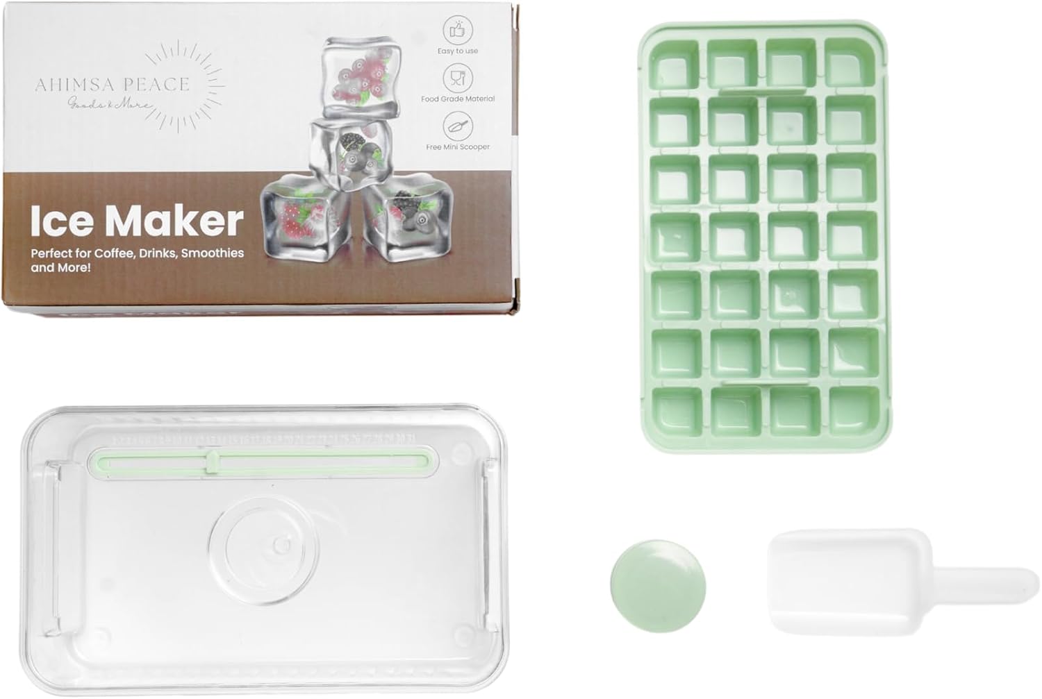 Amazon.com: Kitchen Ice Tray for Freezer, Ice Cube Box, Ice Cube Mold ...