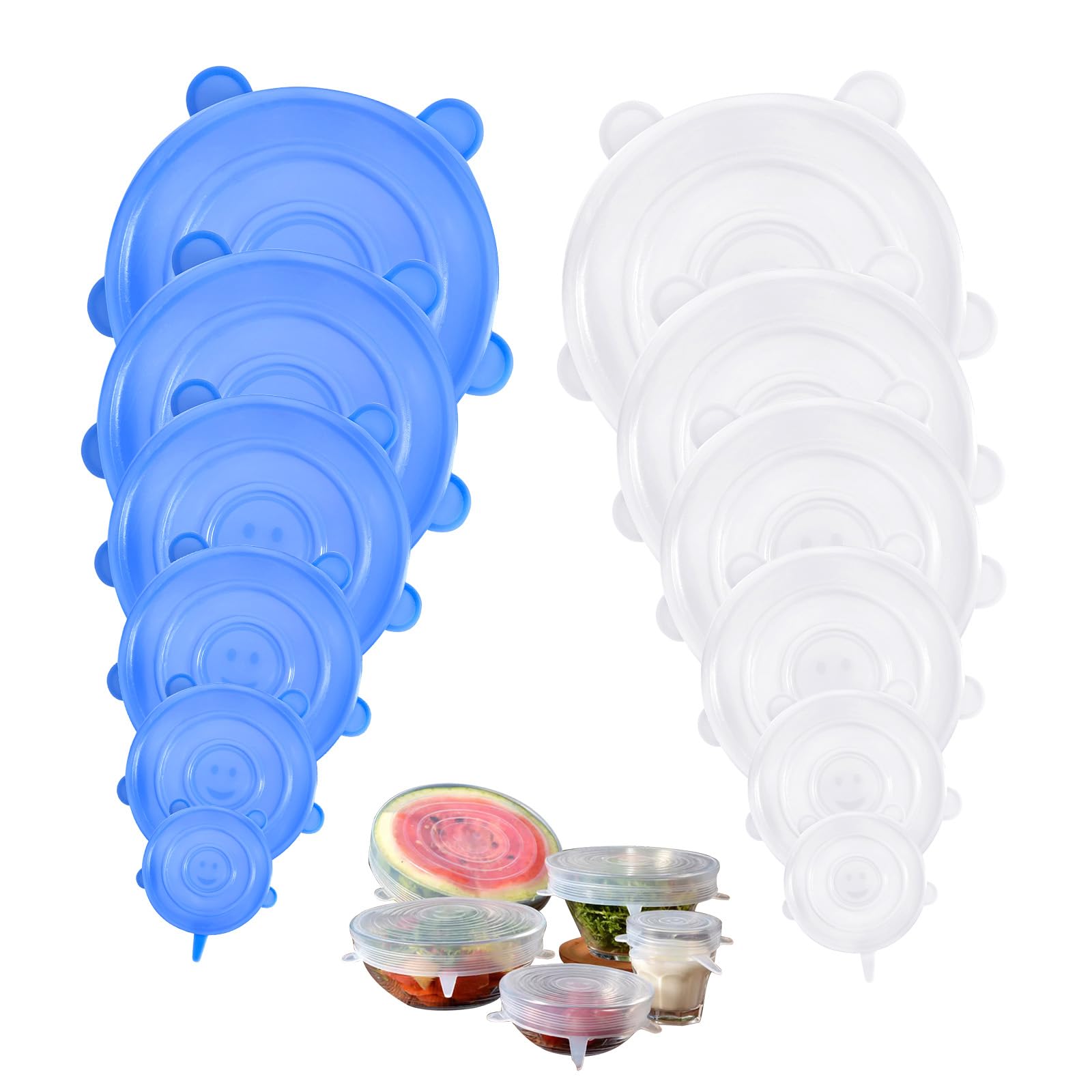 Amazon.com: Medsuo 12pcs Silicone Stretch Lids Silicone Food Covers ...