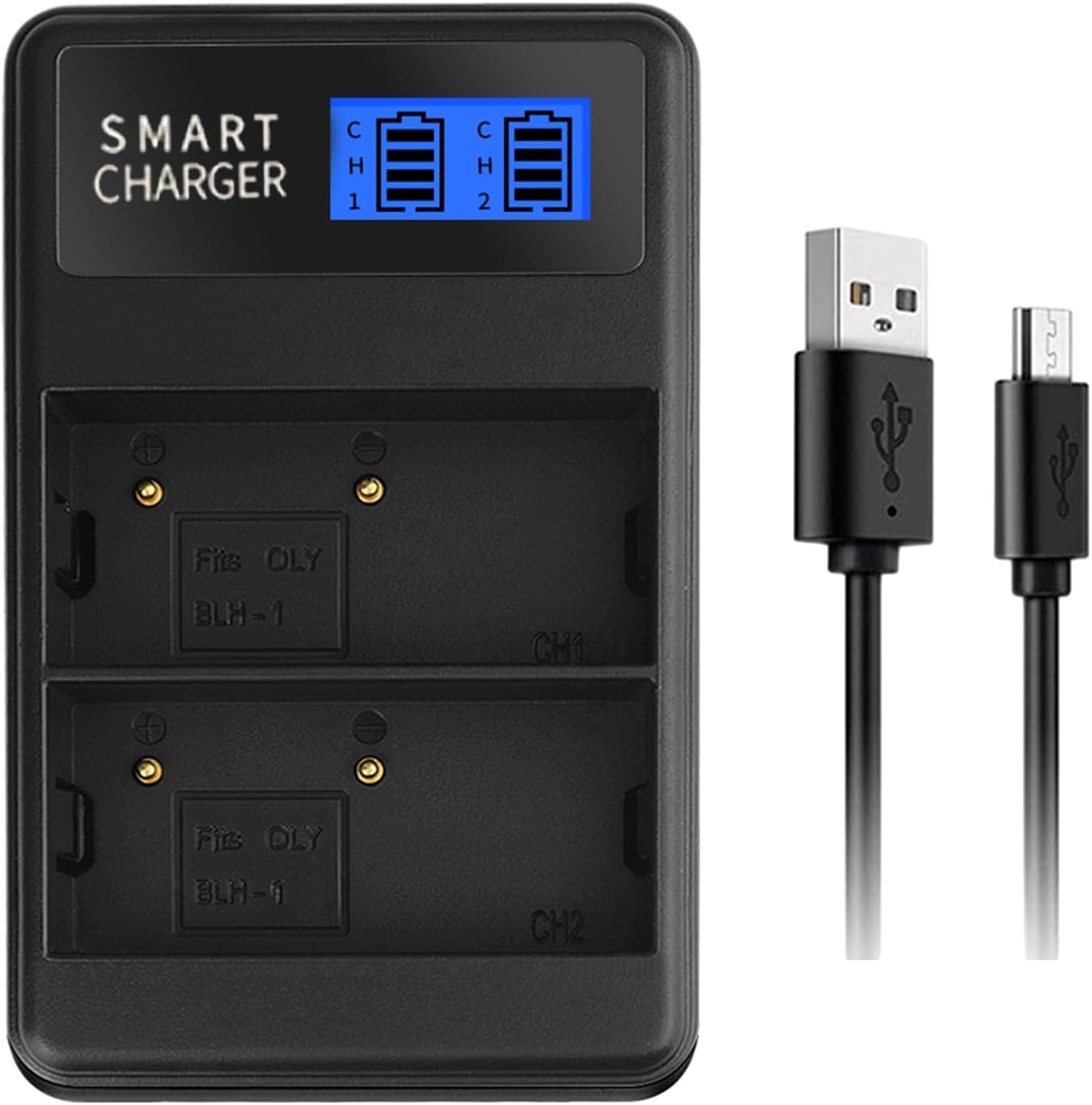 Amazon | BLH1 液晶ダブルカメラバッテリー充電器 EM1 MARKII EM1-2 EM1 マーク 2 EM1 カメラ電池 USB ...
