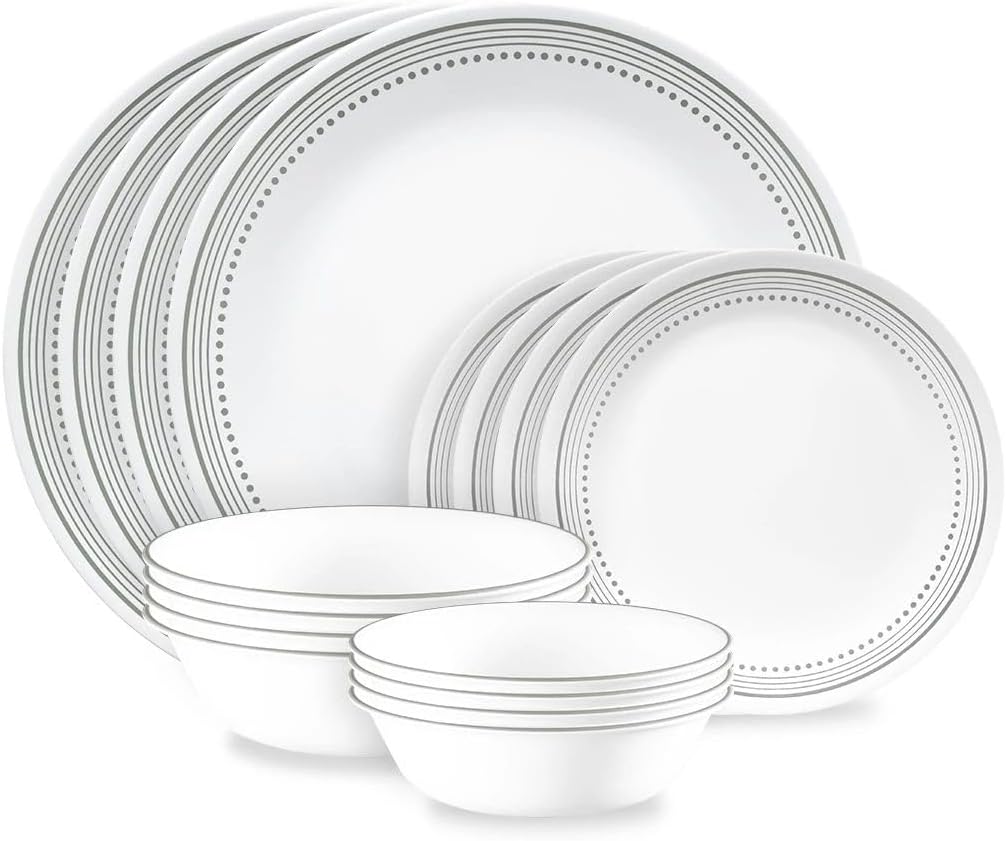 Amazon.com | Corelle® Mystic Gray 16-piece Mugless Dinnerware Set ...