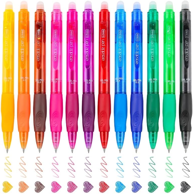 Amazon.com: USUAL 12 Colors Erasable Gel Pens Retractable Erasable Gel ...