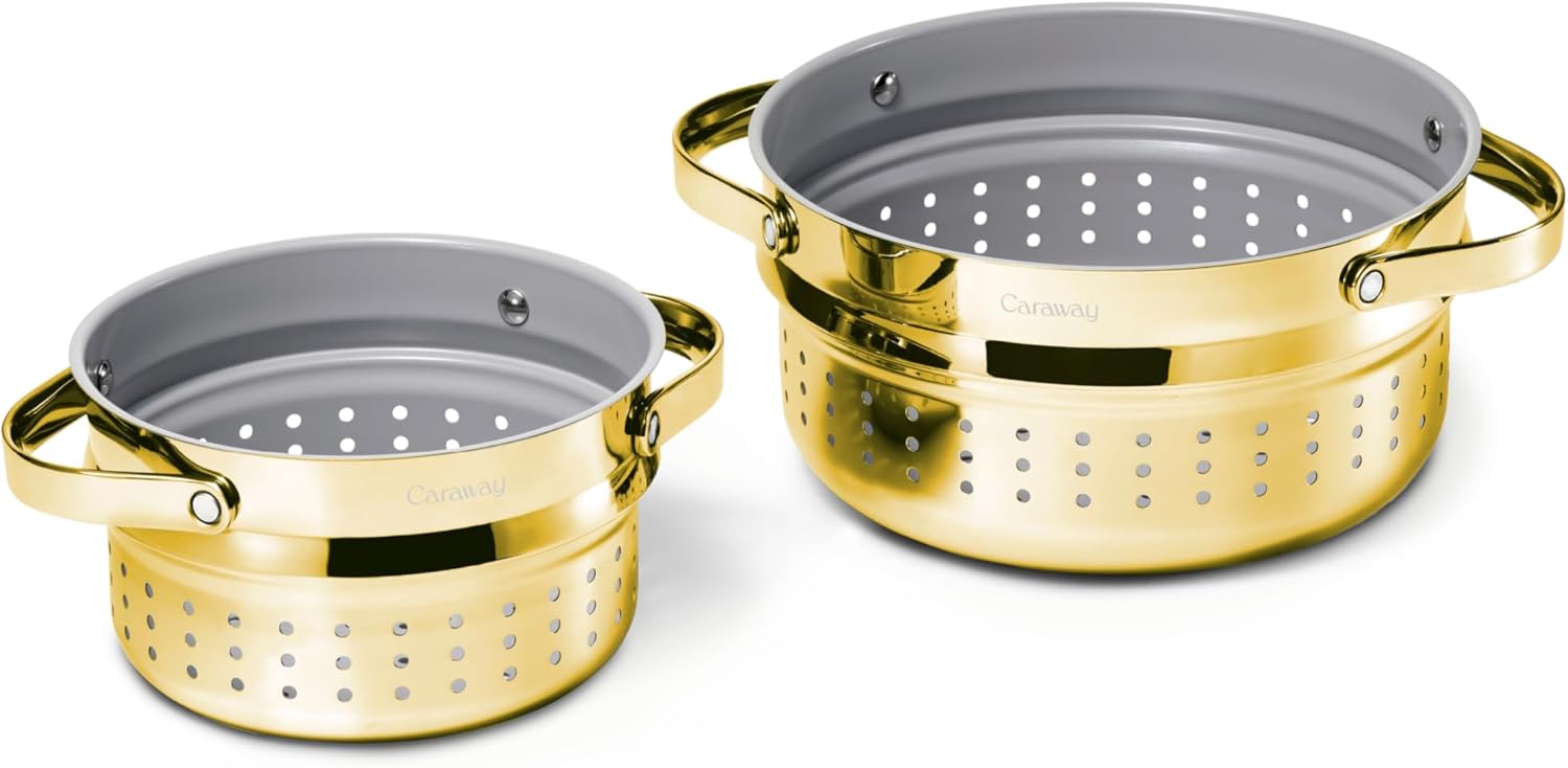 Amazon.com: Caraway Small & Large Steamer Set – Made with Handles - Non ...
