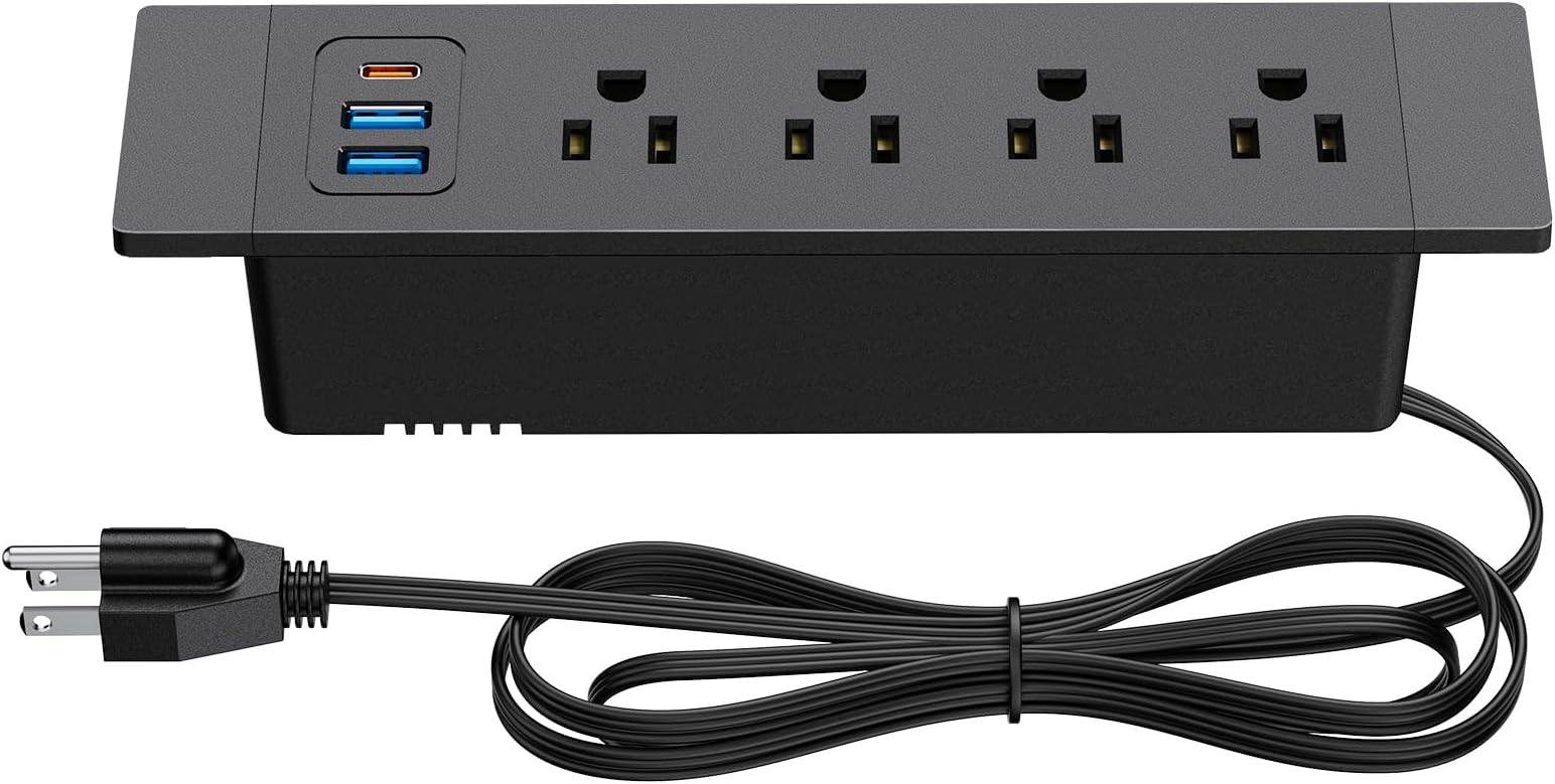 Amazon.com: Surge Protector Recessed Power Strip with 20W USB-C,4 AC ...