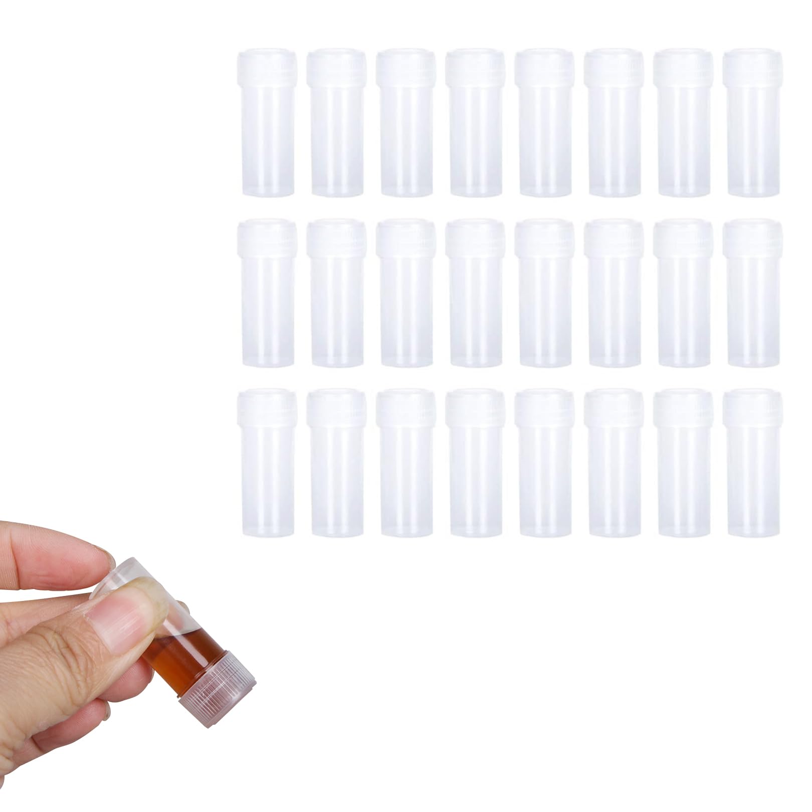 25Pcs 5 ml Plastic Sample Bottles Small Clear Storage Container Case ...