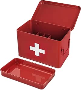 Amazon.com: Plexon First Aid Kit, First Aid Supplies Bin, 8.5" Metal ...