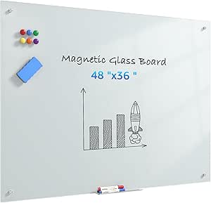 Amazon.com : Bundle of 2 Sets- MaxGear Glass WhiteBoard 48" x 36" Magnetic Glass Dry Erase Board ...