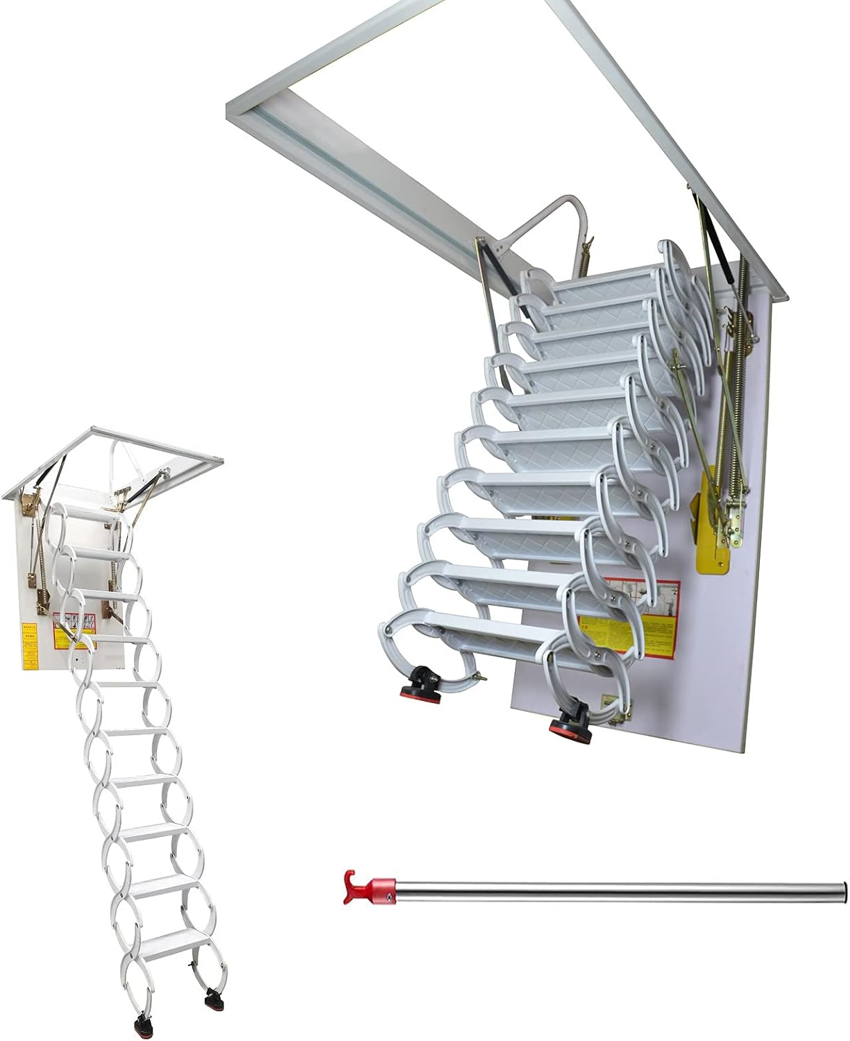 INTSUPERMAI Attic Ceiling White Folding Loft Ladder Stairs Attic ...