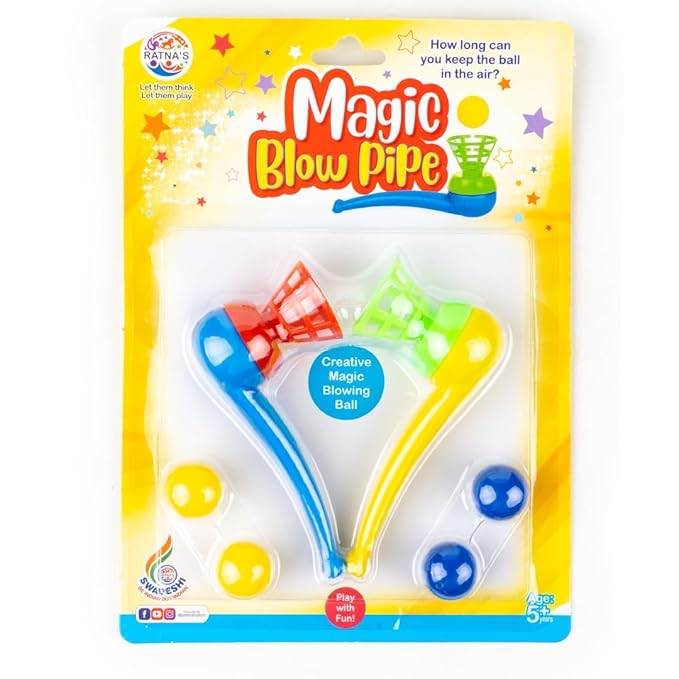 Magic Blow Pipe Set of 2 Floating Ball Creative Magic Blowing Ball Toy ...