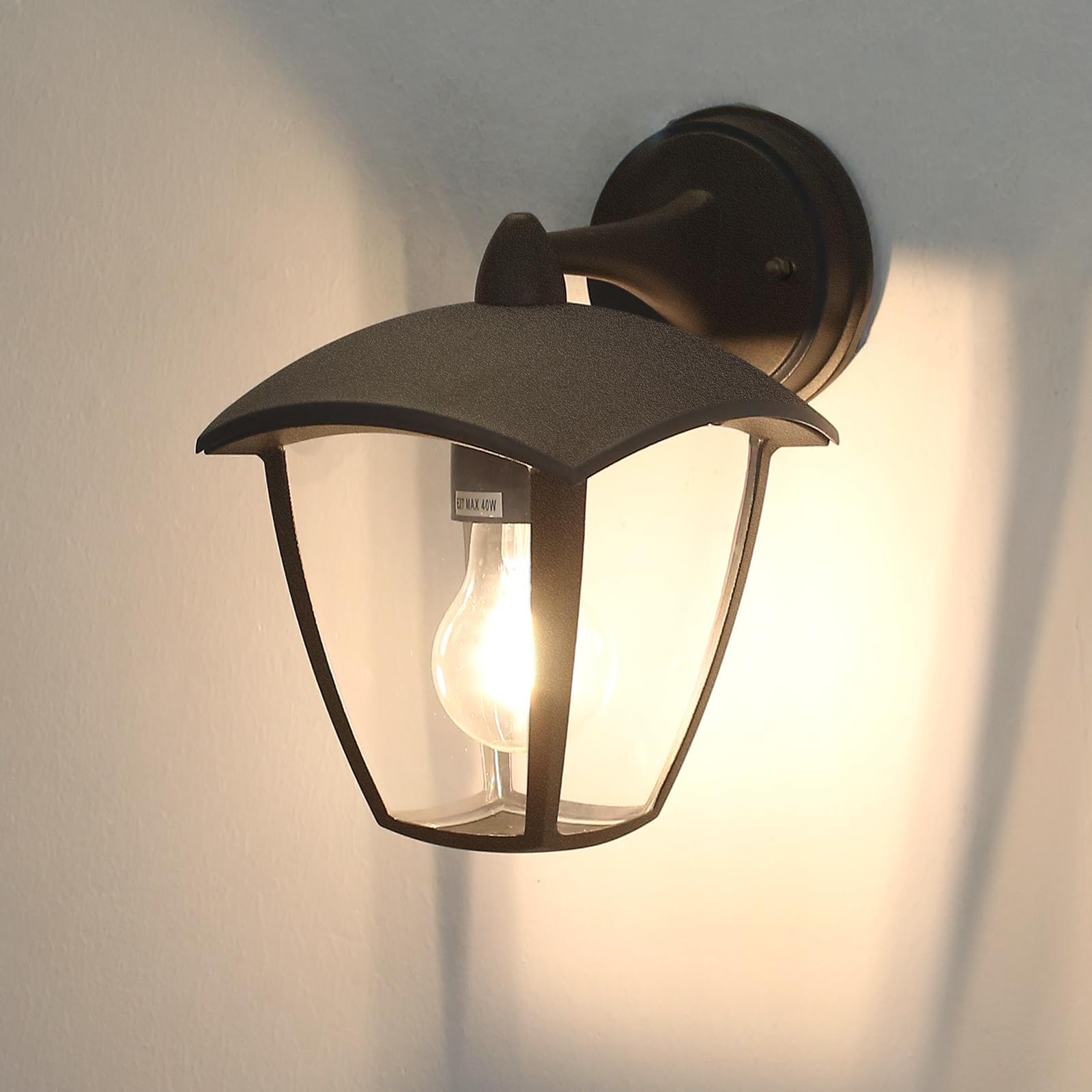 HLFVLITE Black Outdoor Wall Lantern, Aluminum Outside Wall Light Sconce ...