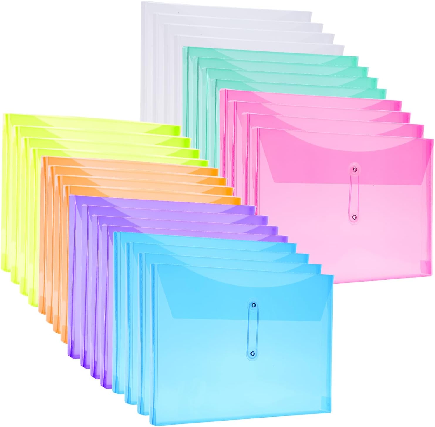 Amazon.com : A4 Letter Size Plastic Poly Envelopes with Button and ...