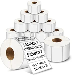 Amazon.com : 12 Rolls of 1000 2 1/4x1 1/4” Direct Thermal Labels for ...