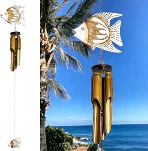 Amazon.com : Tropical Fish Windchime – Bamboo & Wood Hanging Outdoor ...