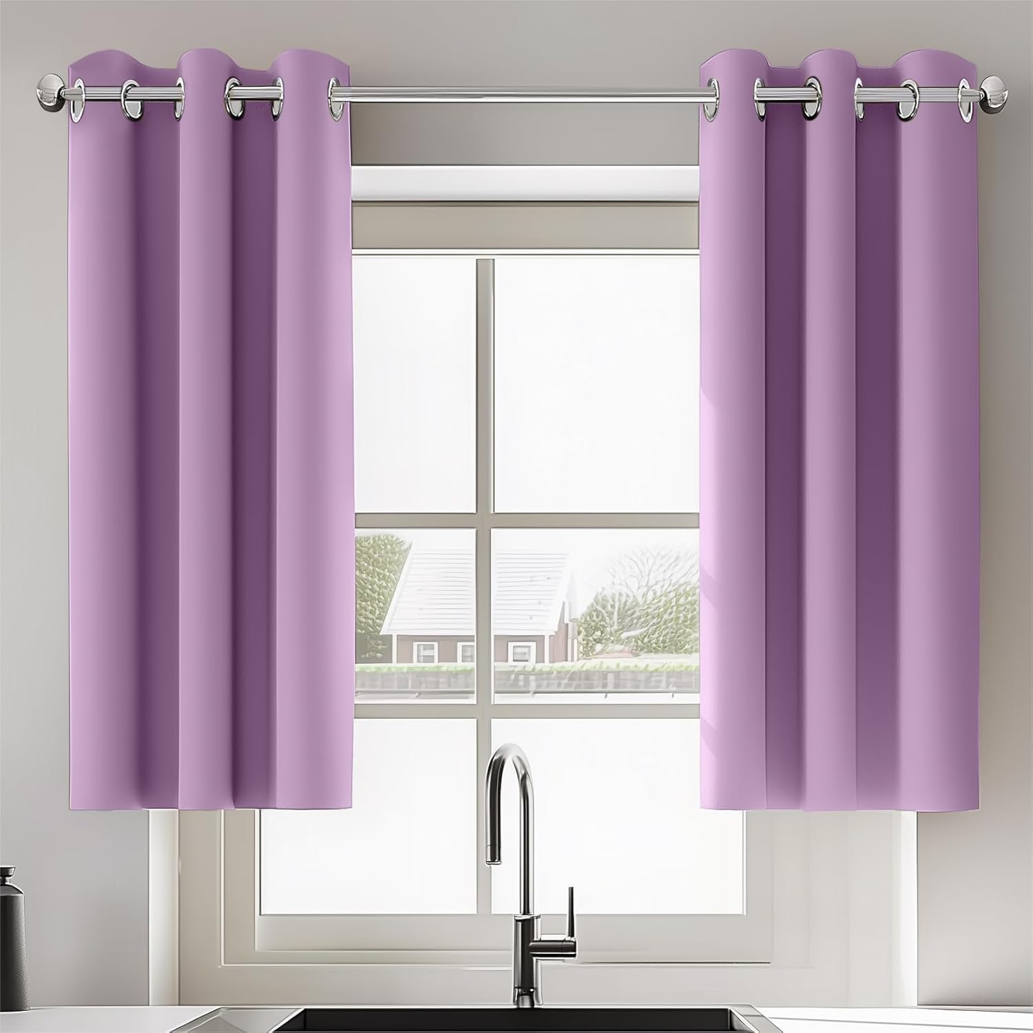 Amazon.com: ORINOVA Purple Room Darkening Curtains for Bedroom Short ...