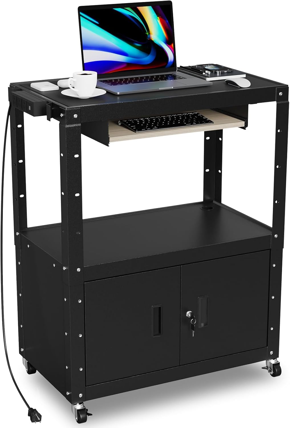Amazon.com: AV Cart, Adjustable-Height Rolling Computer Cart with ...