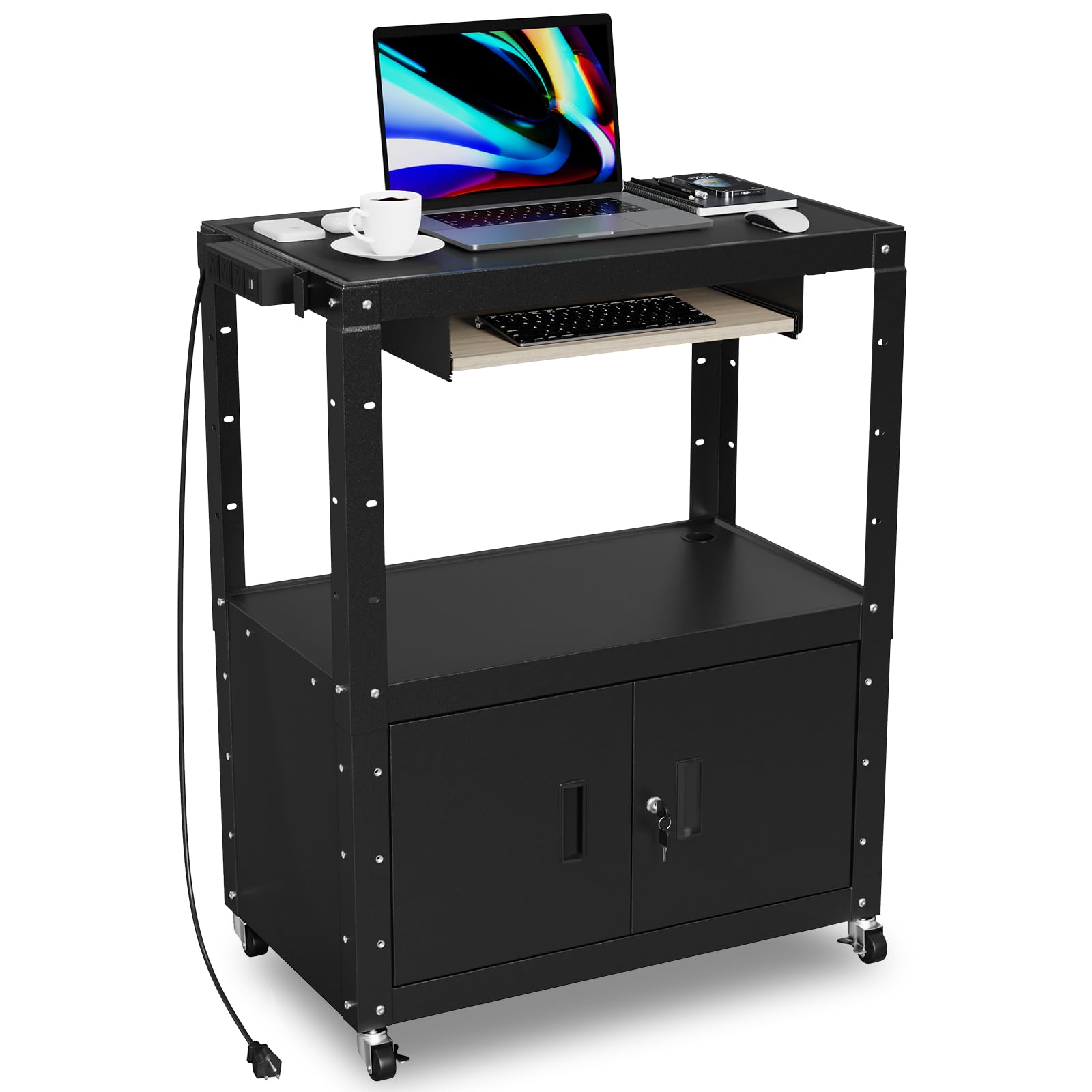 Amazon.com: AV Cart, Adjustable-Height Rolling Computer Cart with ...