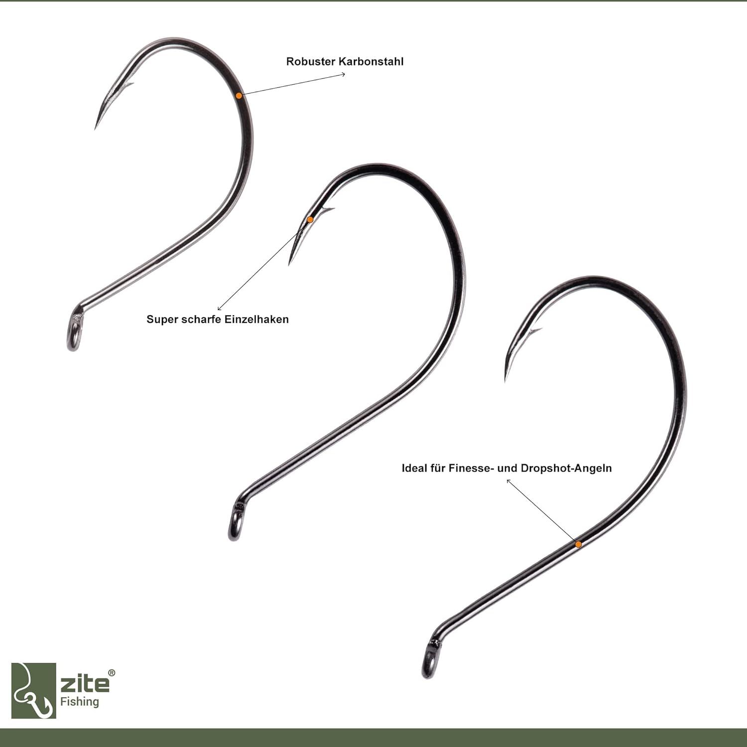 Zite Fishing Drop Shot Hook Set – Finesse Fishing Hooks 30 Pieces in 3 ...