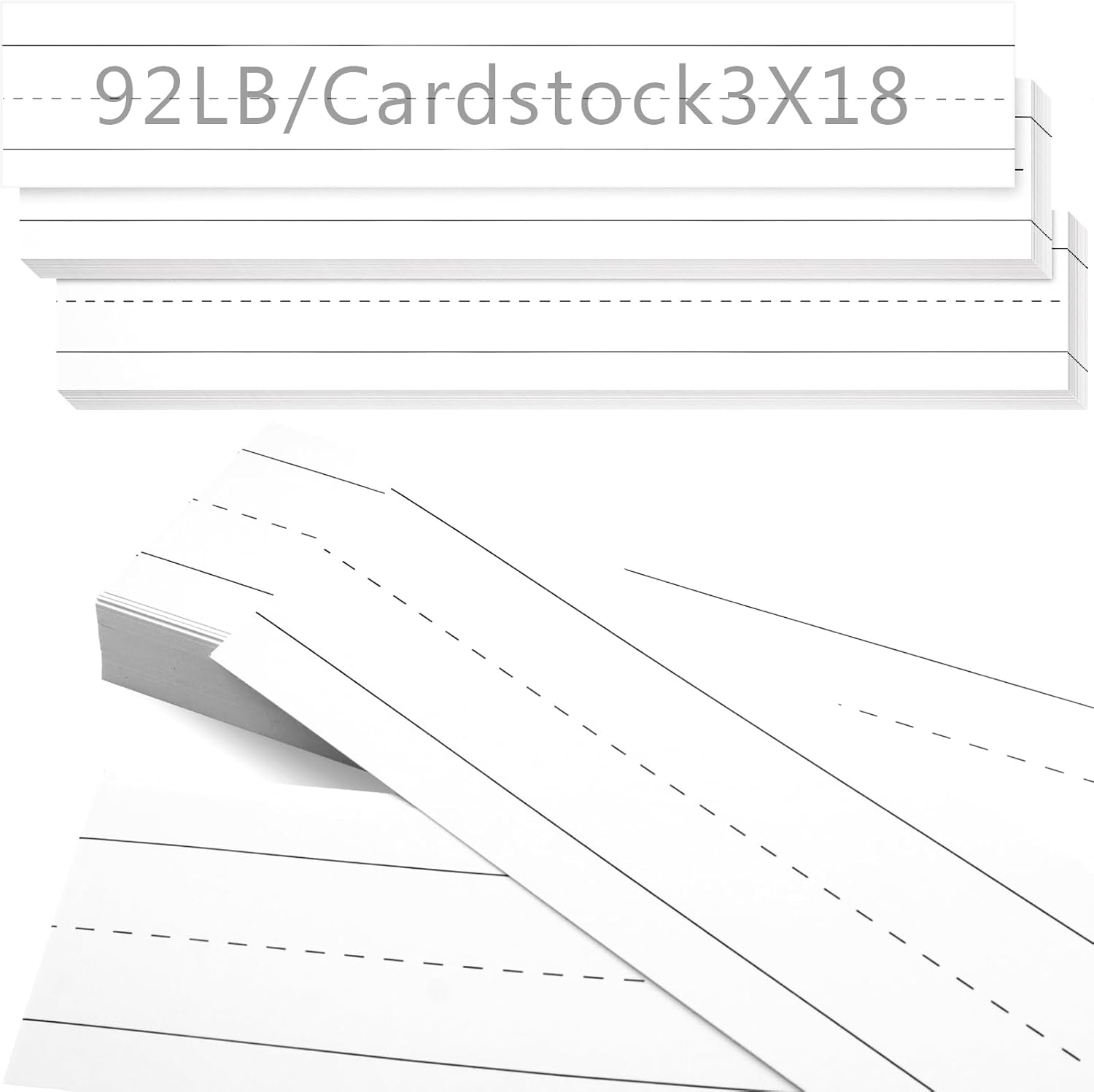 LOTMER 100 Sheets Sentence Strips 3 x 18 Inch, 92LB/250gsm Cardstock ...