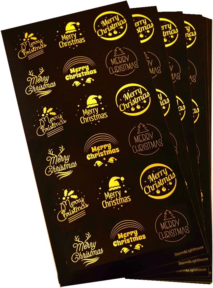 21 Sheets - 252 'Merry Christmas' Foil Stickers for Card Making - Red ...