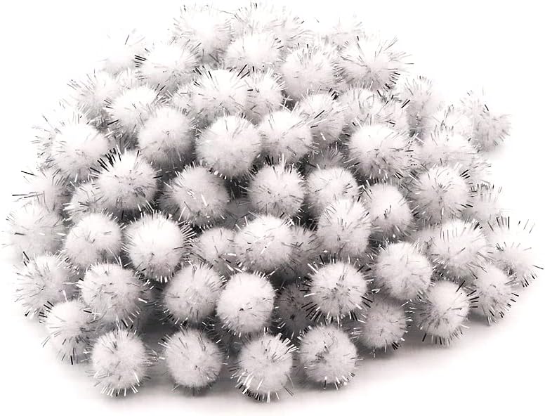 Amazon.com: SCRAFTION 100pcs Glitter Tinsel Pom Poms Sparkle Balls for ...