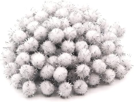 Amazon.com: SCRAFTION 100pcs Glitter Tinsel Pom Poms Sparkle Balls for ...